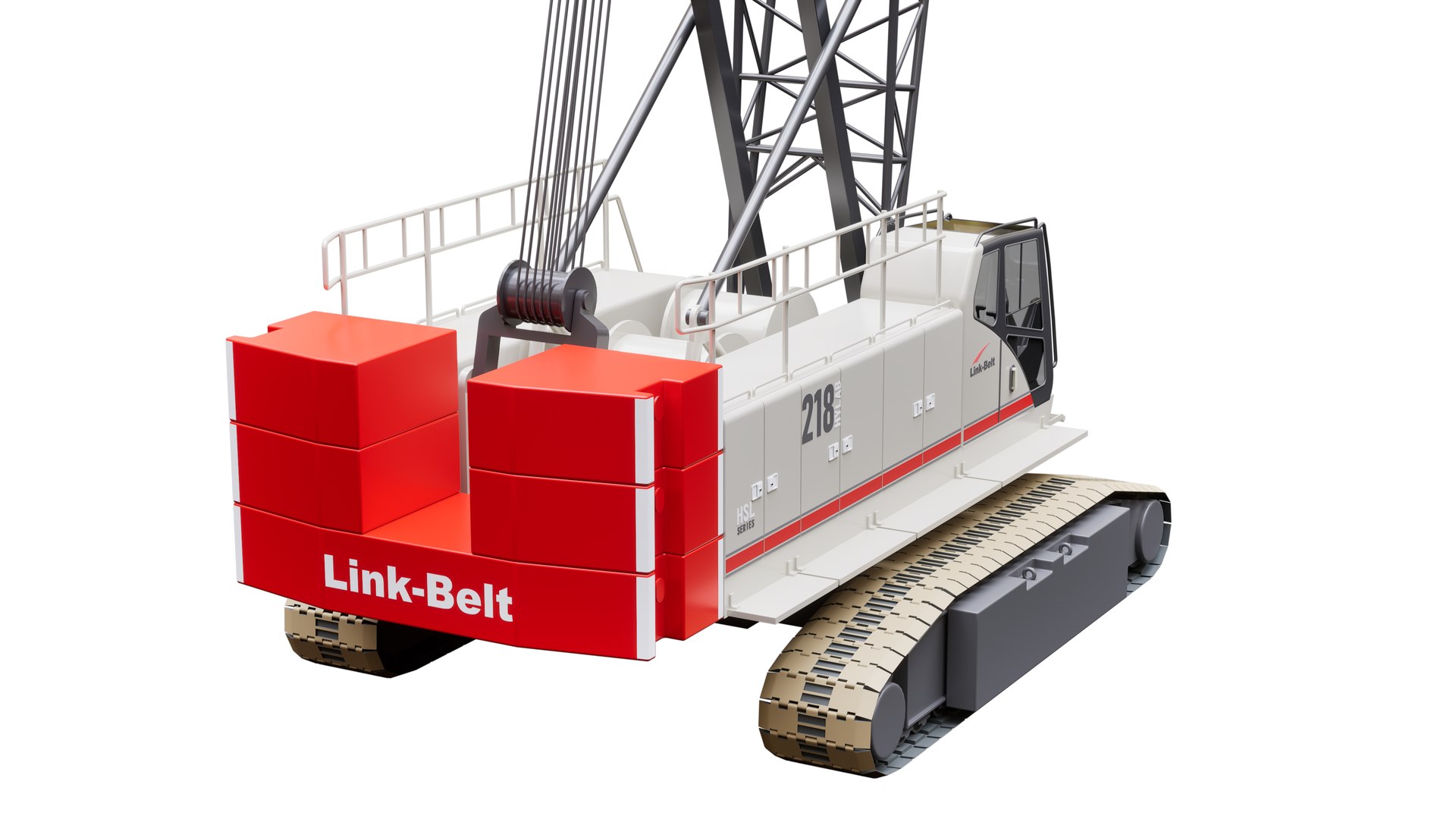 3D Link-Belt 218 HSL 110-Ton Lattice Boom Crawler Crane model ...