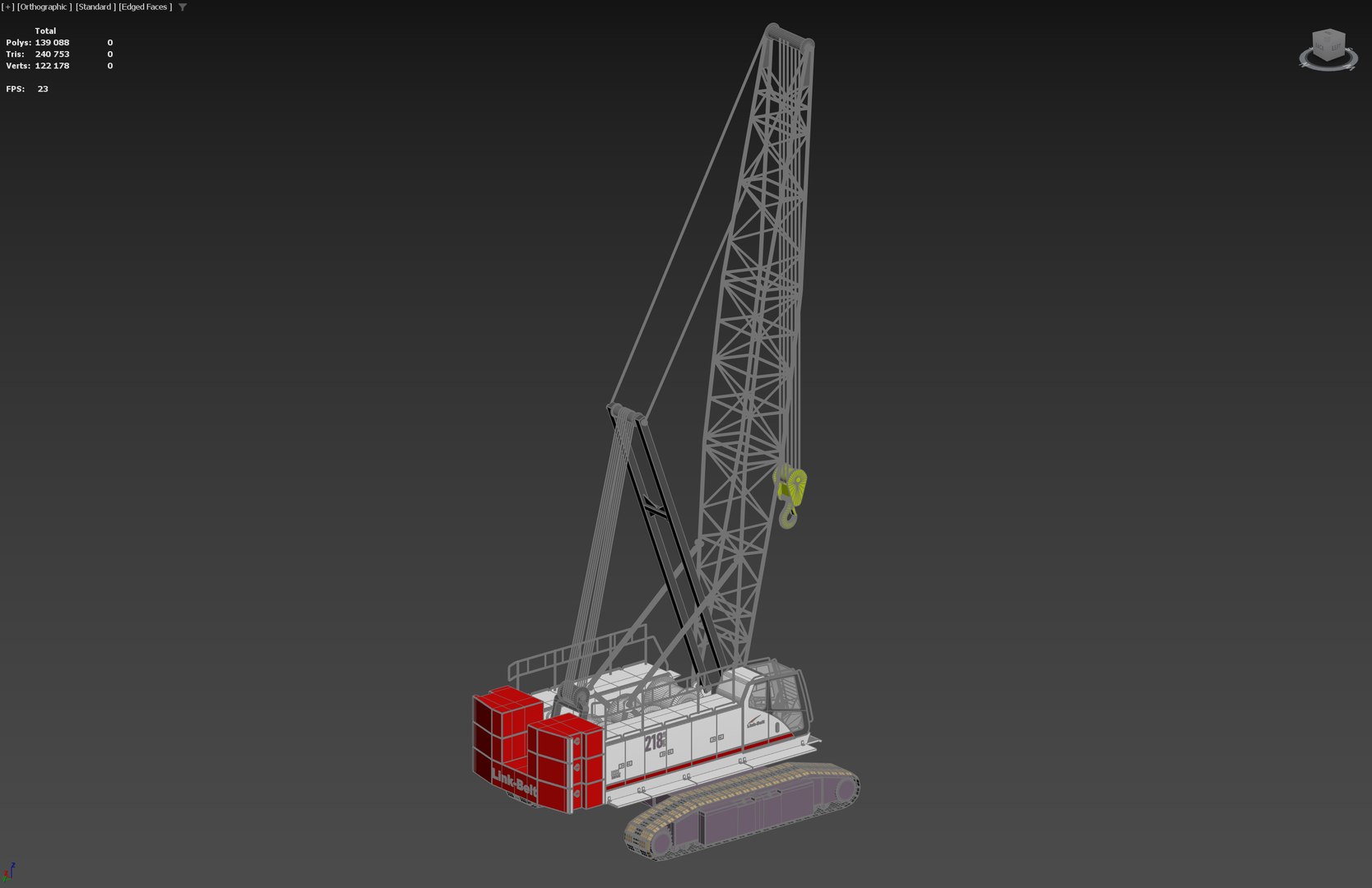 3D Link-Belt 218 HSL 110-Ton Lattice Boom Crawler Crane model ...