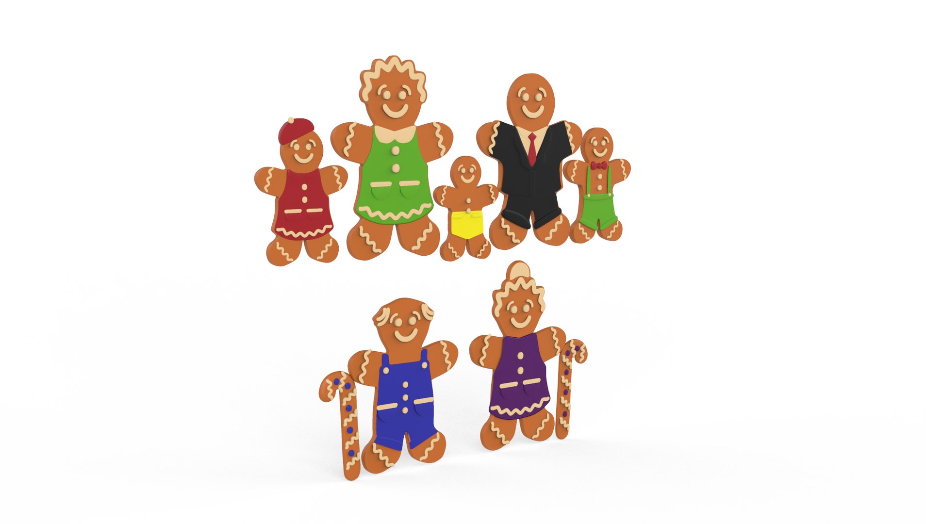 3D Gingerbread Family V001 - TurboSquid 2162494