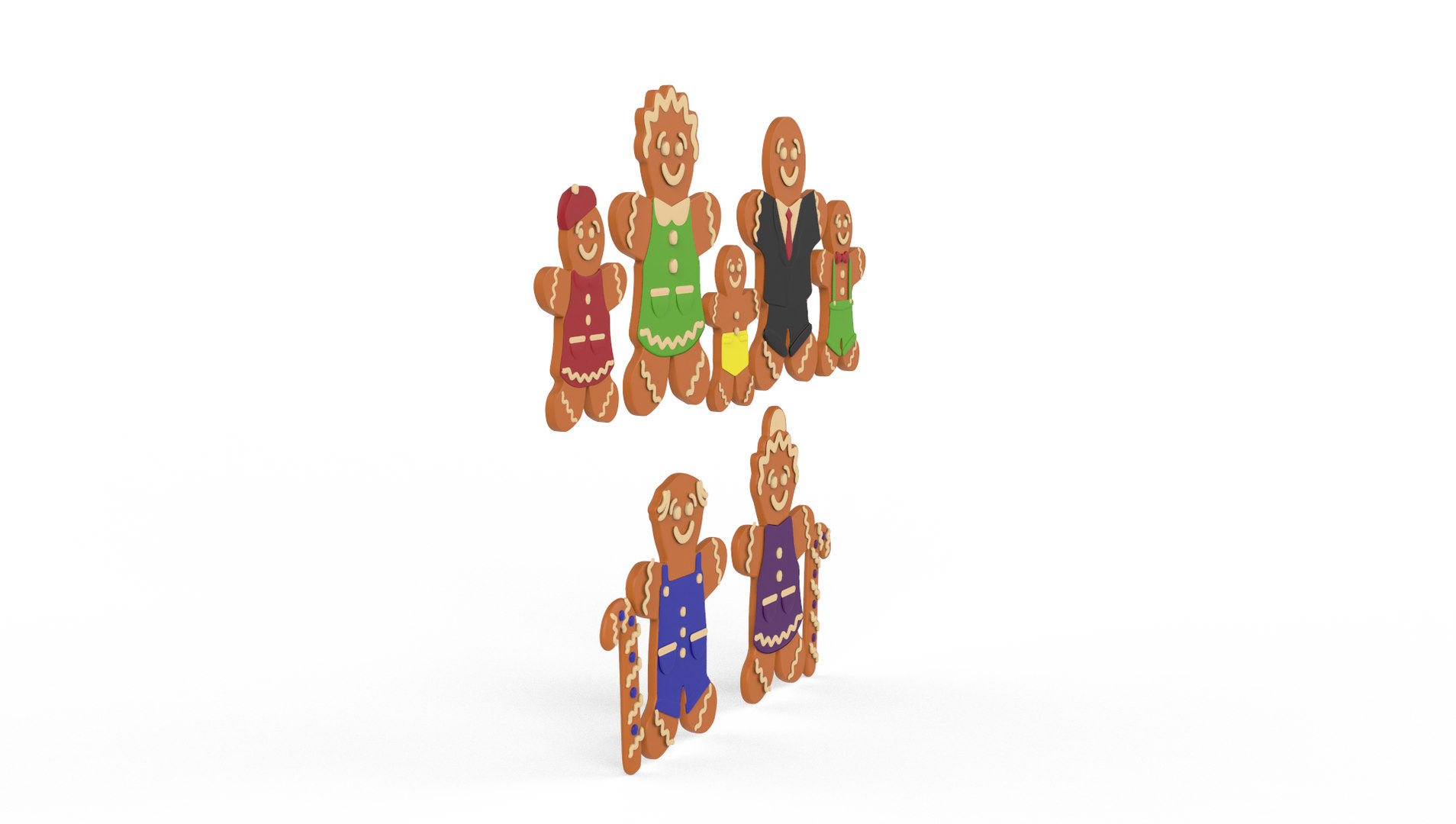 3D Gingerbread Family V001 - TurboSquid 2162494