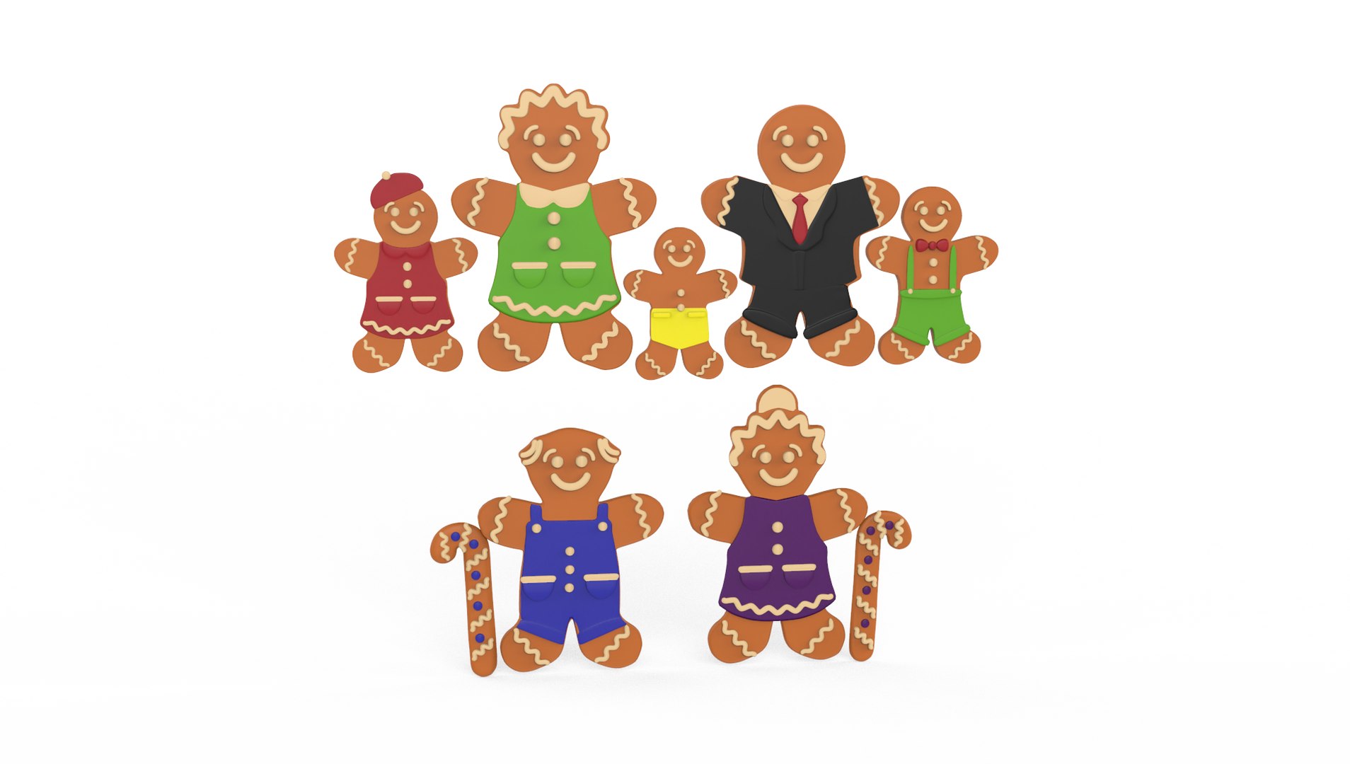 3D Gingerbread Family V001 - TurboSquid 2162494