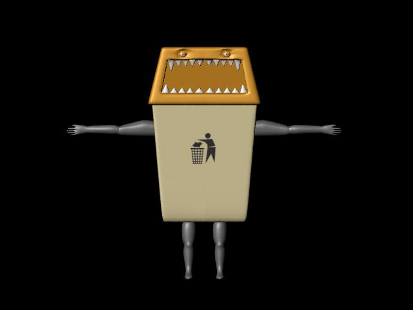 Garbage Pail Character 3d Model