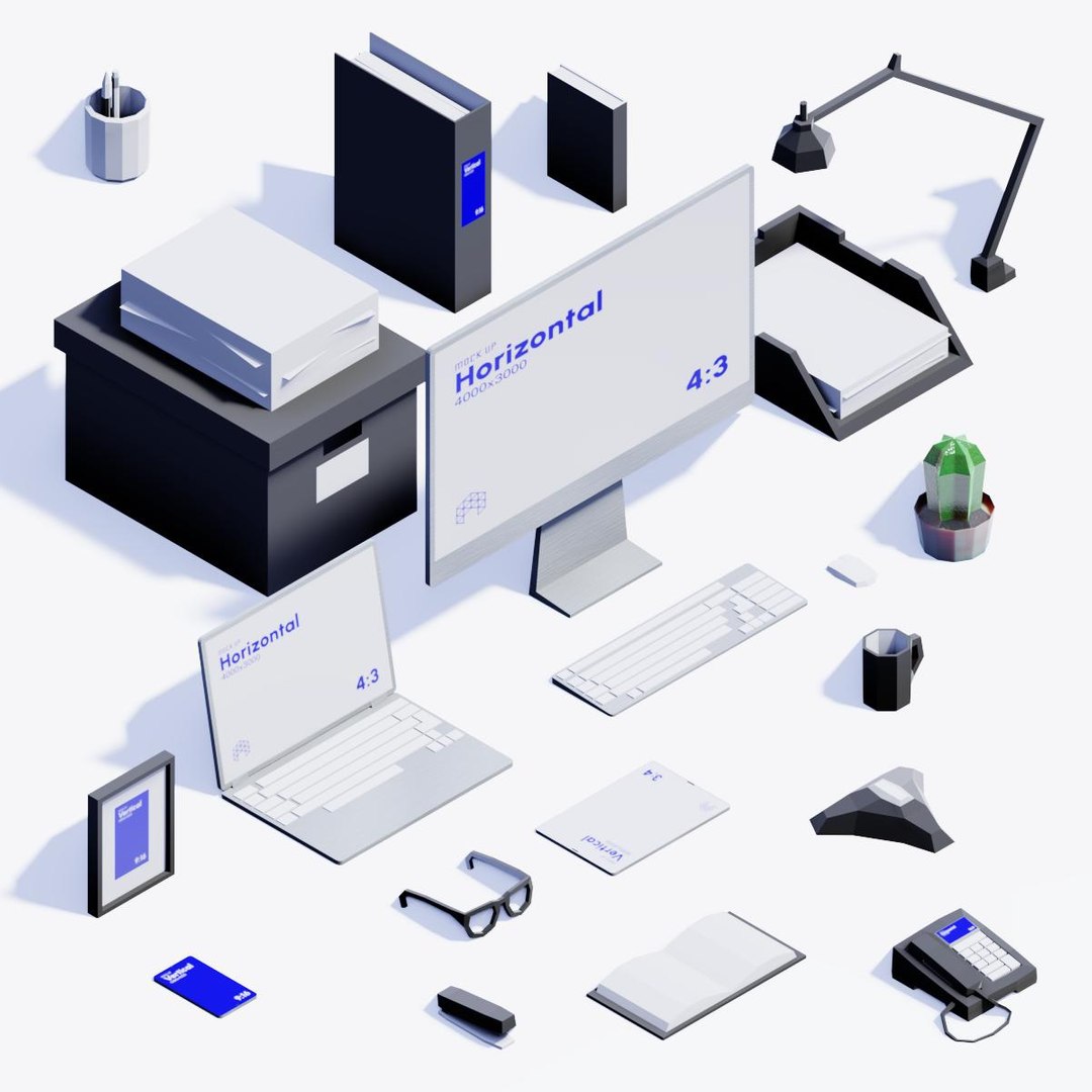 3D model Low Poly Minimal Office Furniture Pack - TurboSquid 2141231
