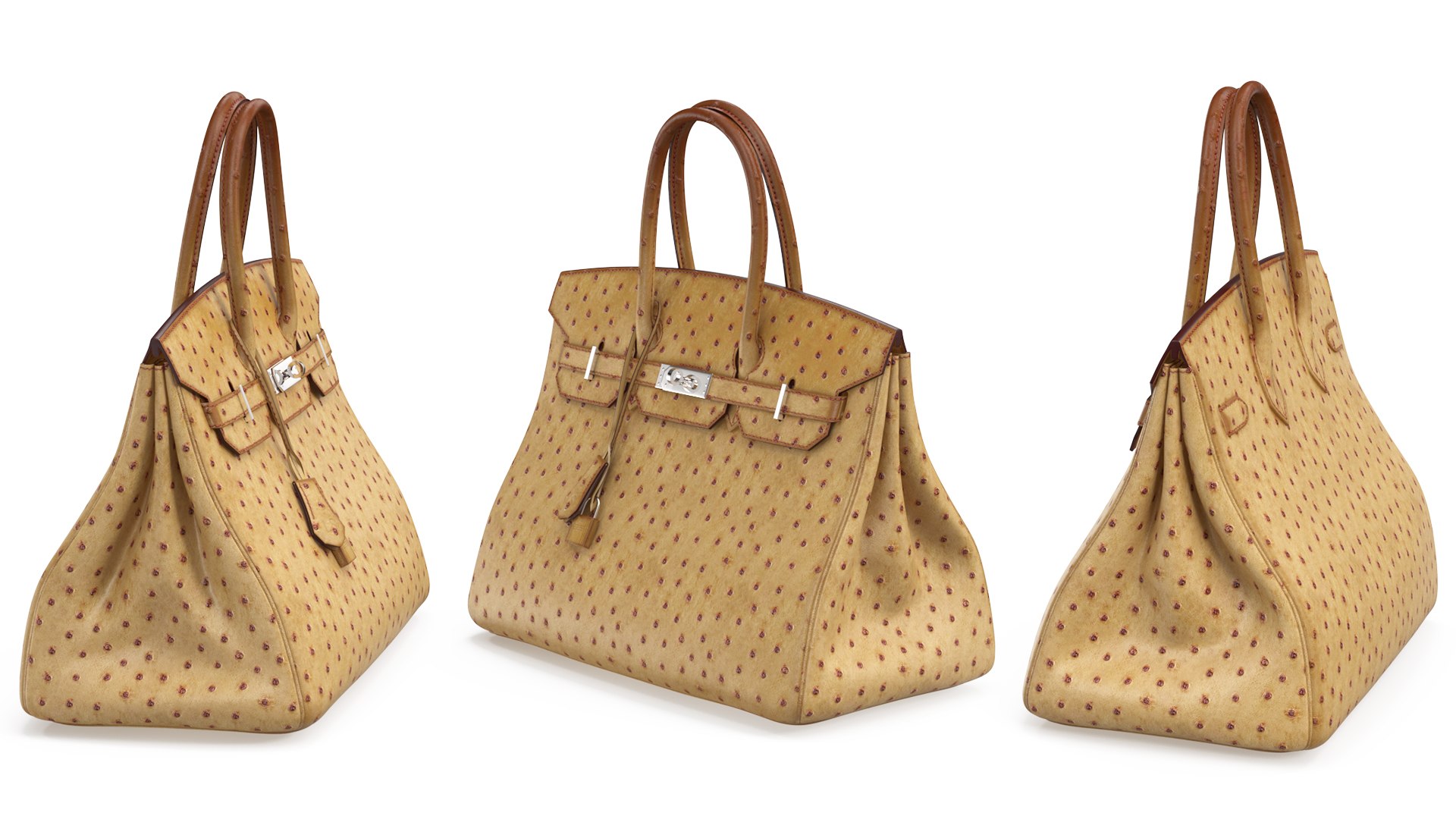 3D Ladies Ostrich Skin Bag Beige Model - TurboSquid 2100740
