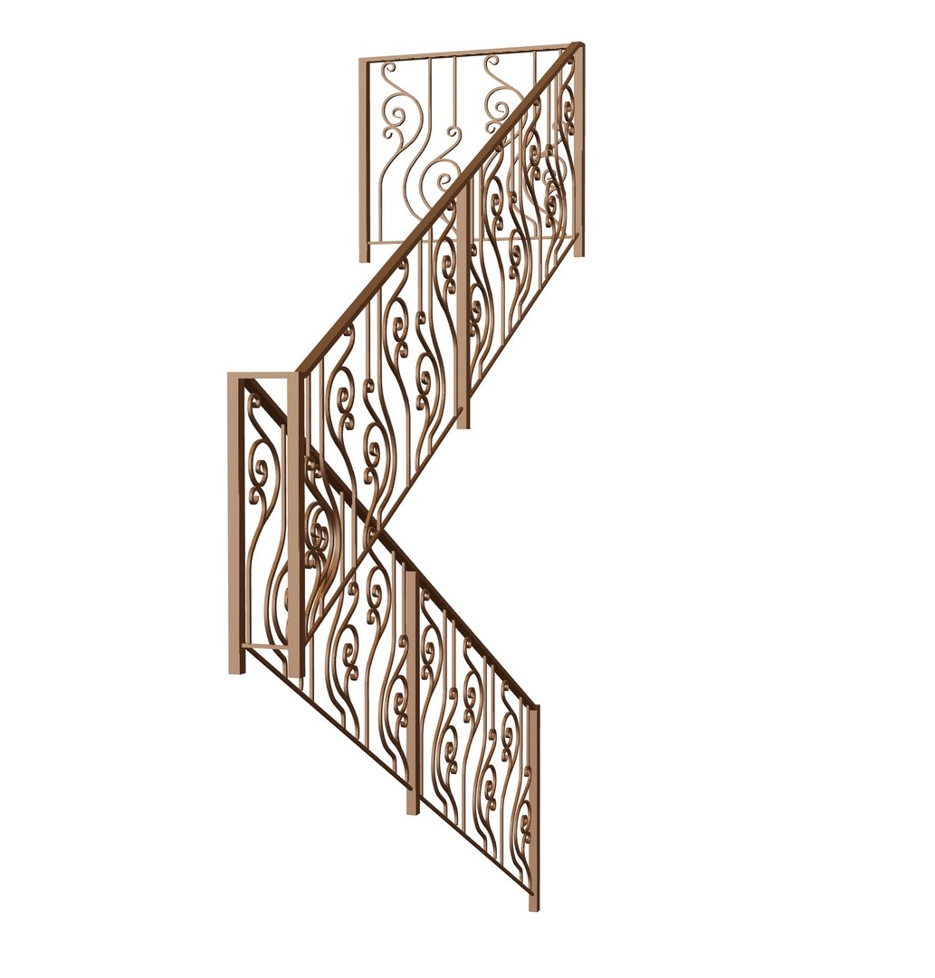 Wrought Iron Stair Railing 3D Model Model - TurboSquid 1907067