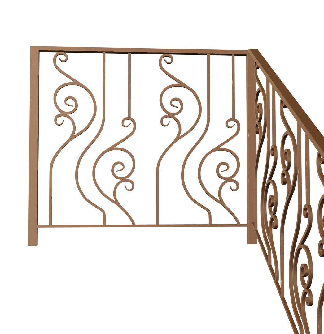Wrought Iron Stair Railing 3D Model Model - TurboSquid 1907067