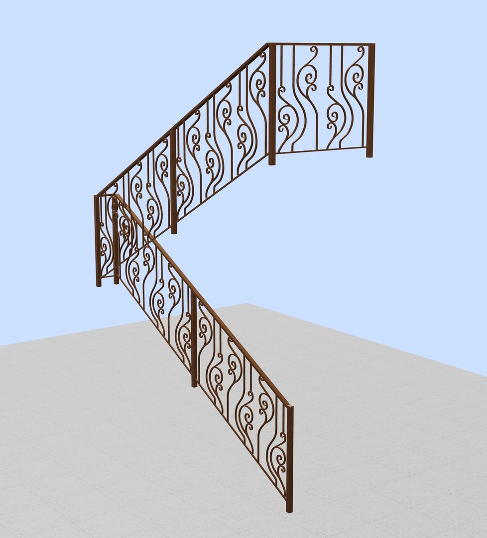 Wrought Iron Stair Railing 3D Model Model - TurboSquid 1907067
