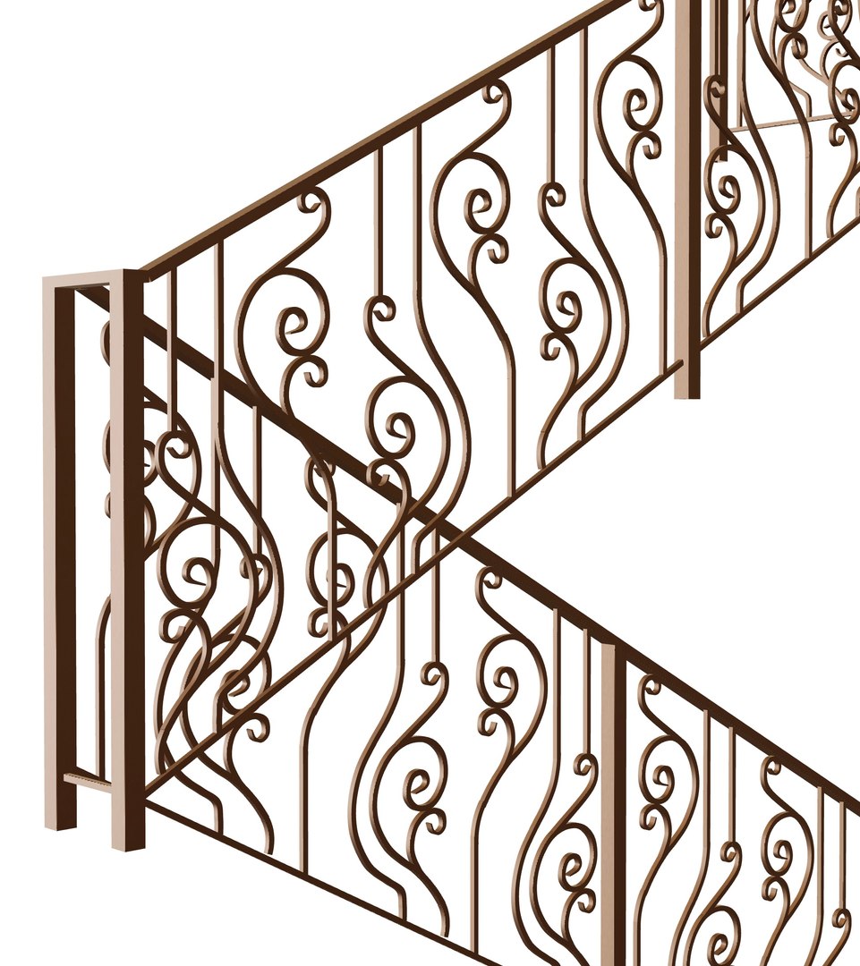 Wrought Iron Stair Railing 3D Model Model - TurboSquid 1907067
