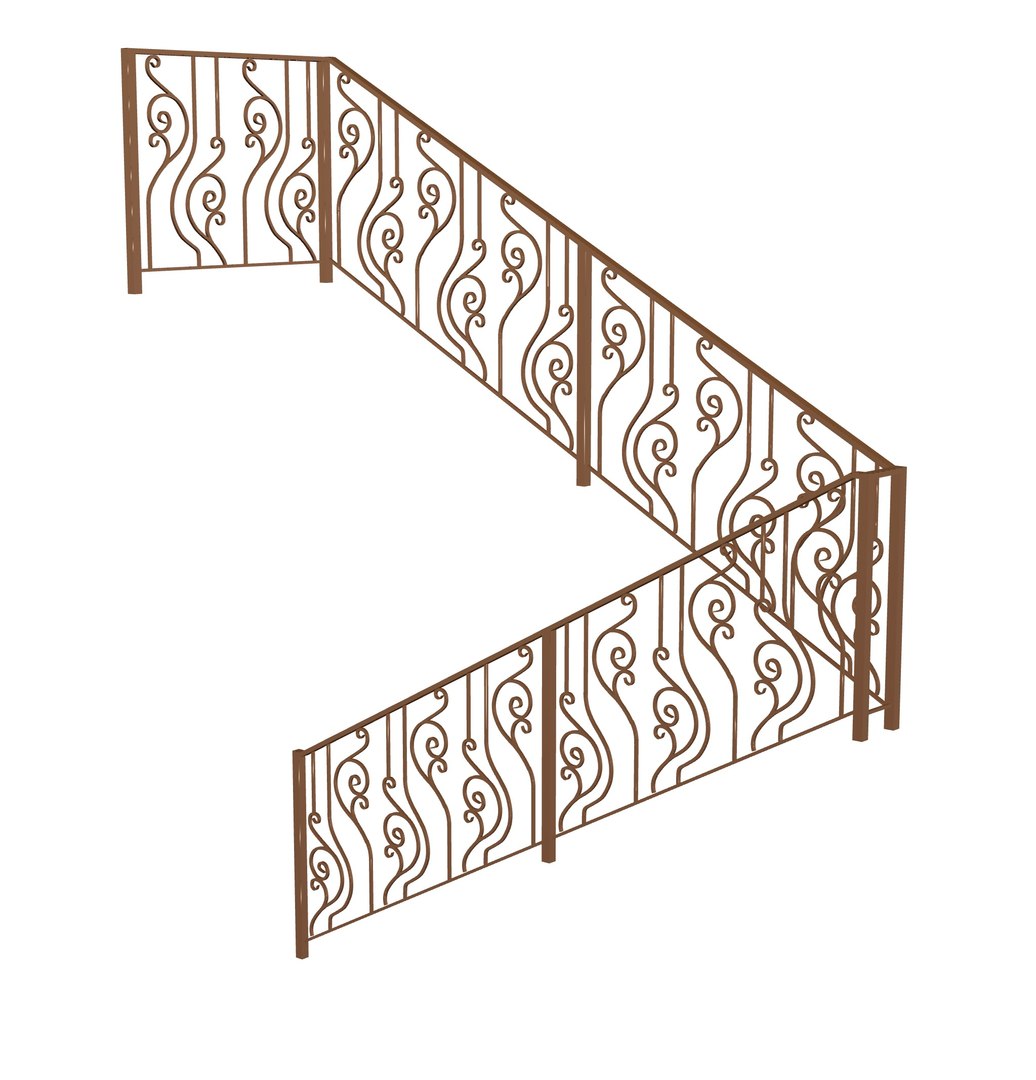 Wrought Iron Stair Railing 3D Model Model - TurboSquid 1907067