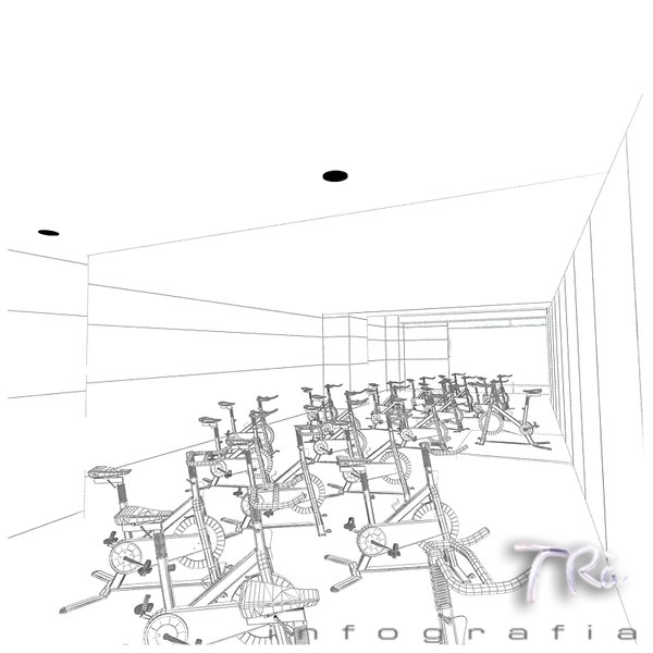 aerobic spinning gym room 3d model