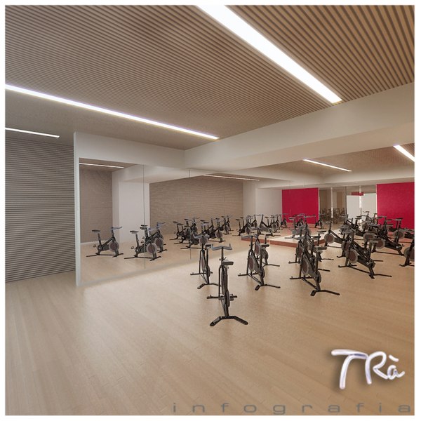 aerobic spinning gym room 3d model