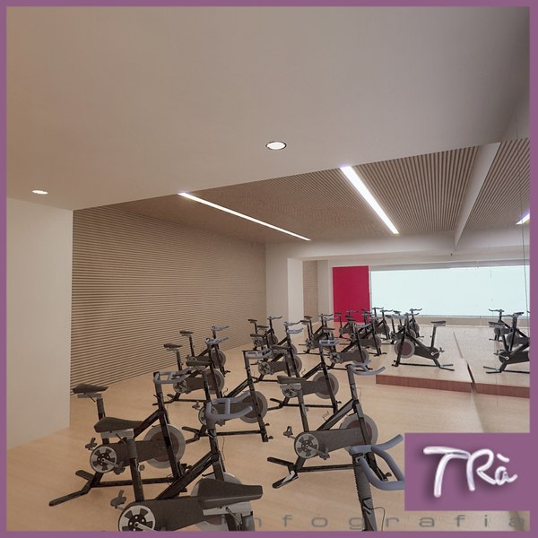 aerobic spinning gym room 3d model