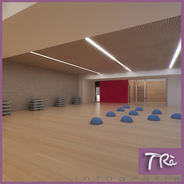 aerobic spinning gym room 3d model