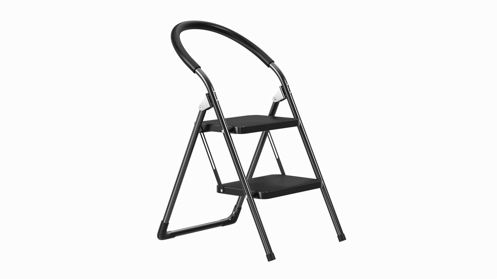 3D Black 2 Step Steel Folding Ladder With Anti Slip Pedals - TurboSquid ...