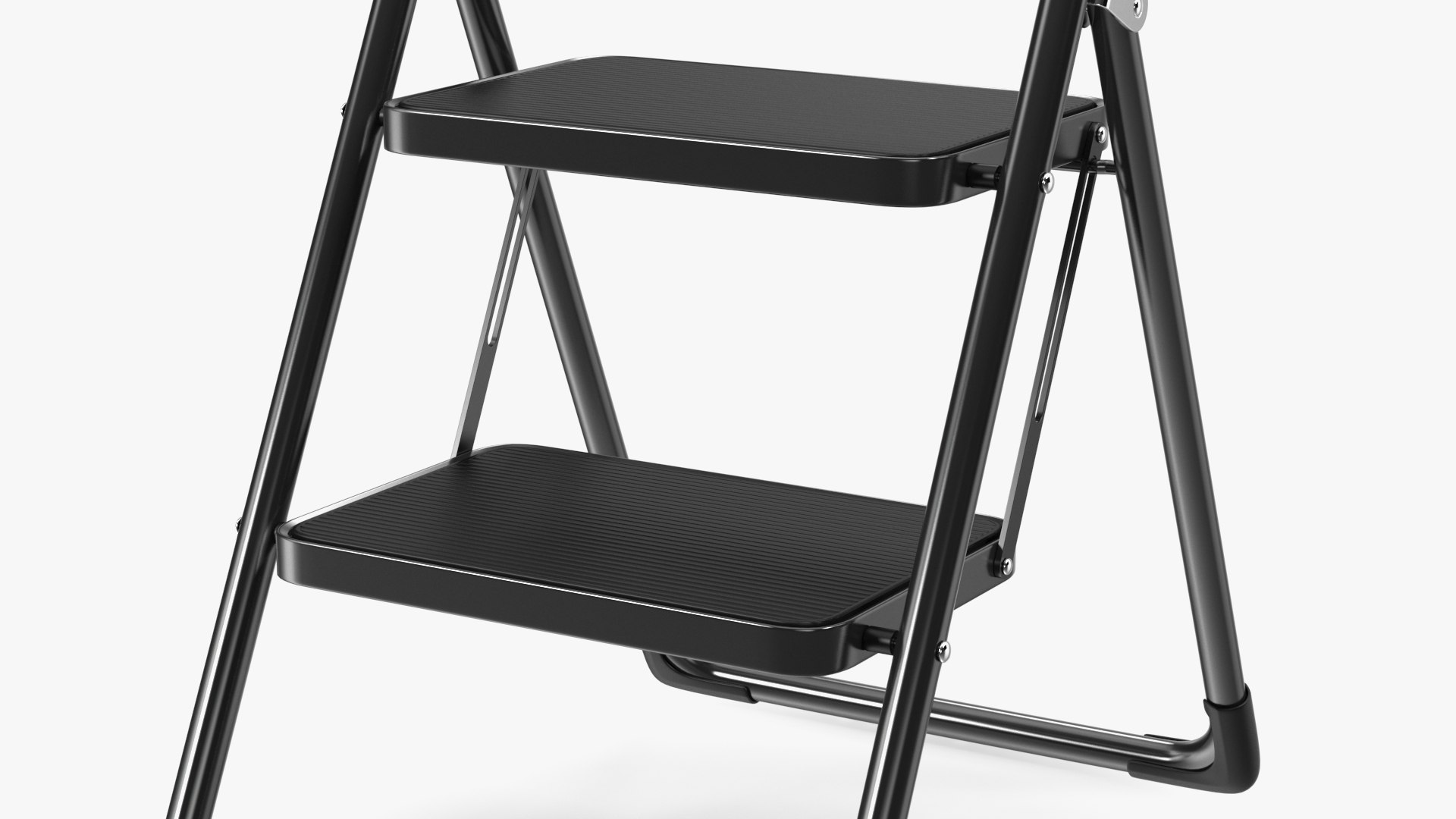 3D Black 2 Step Steel Folding Ladder With Anti Slip Pedals - TurboSquid ...