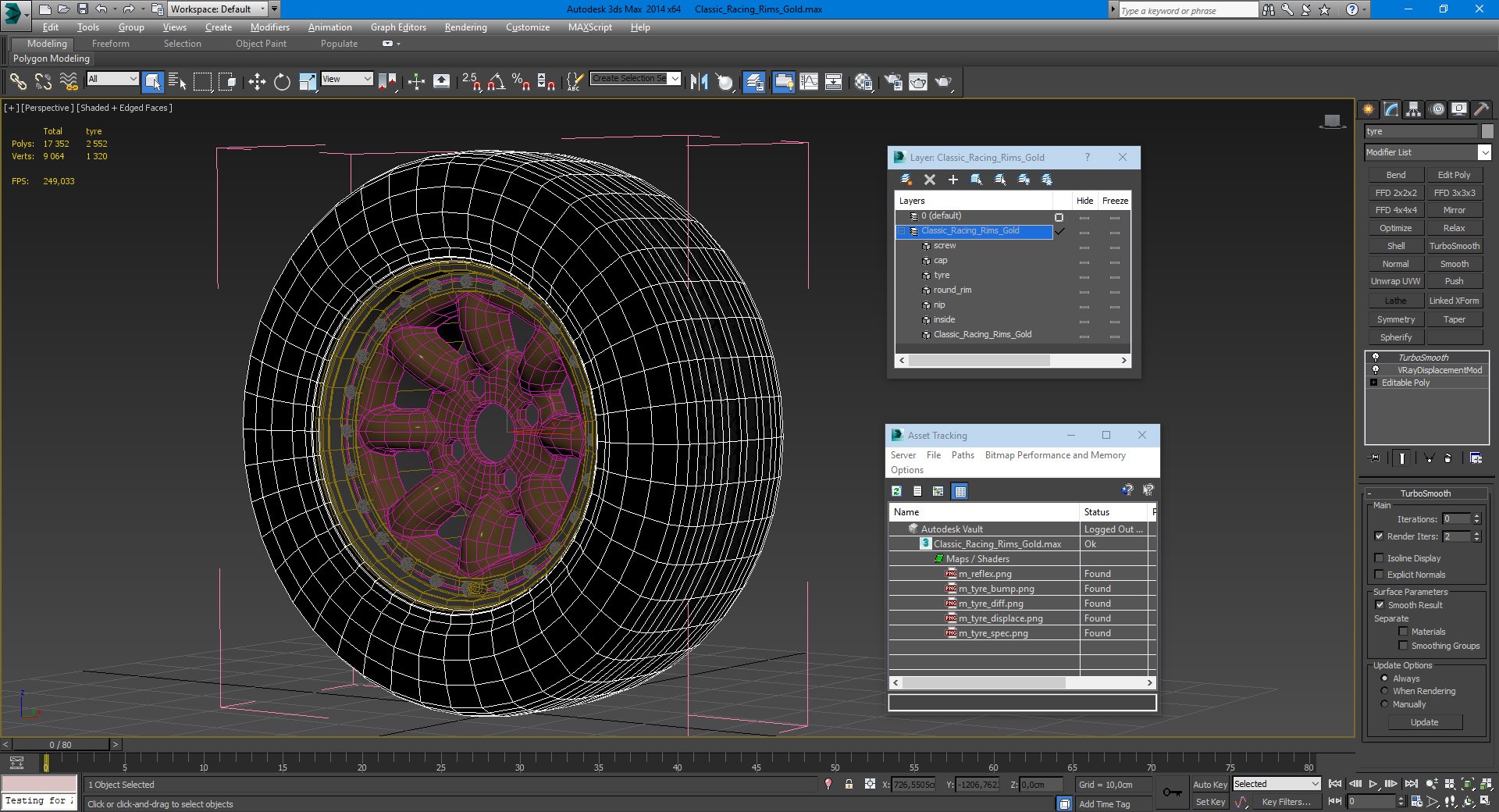 3D Classic Racing Rims Gold Model - TurboSquid 1925083