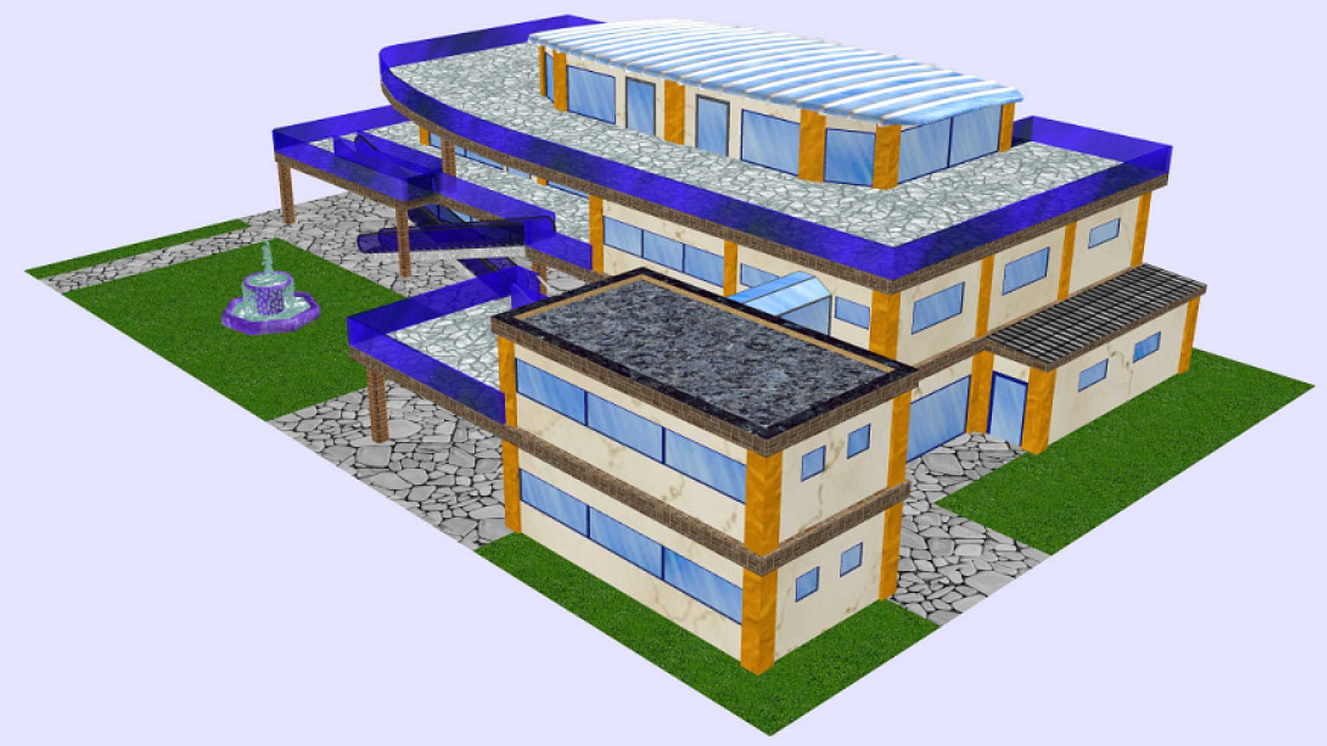 Modern Shopping Center Building Low Poly Model - TurboSquid 1758410