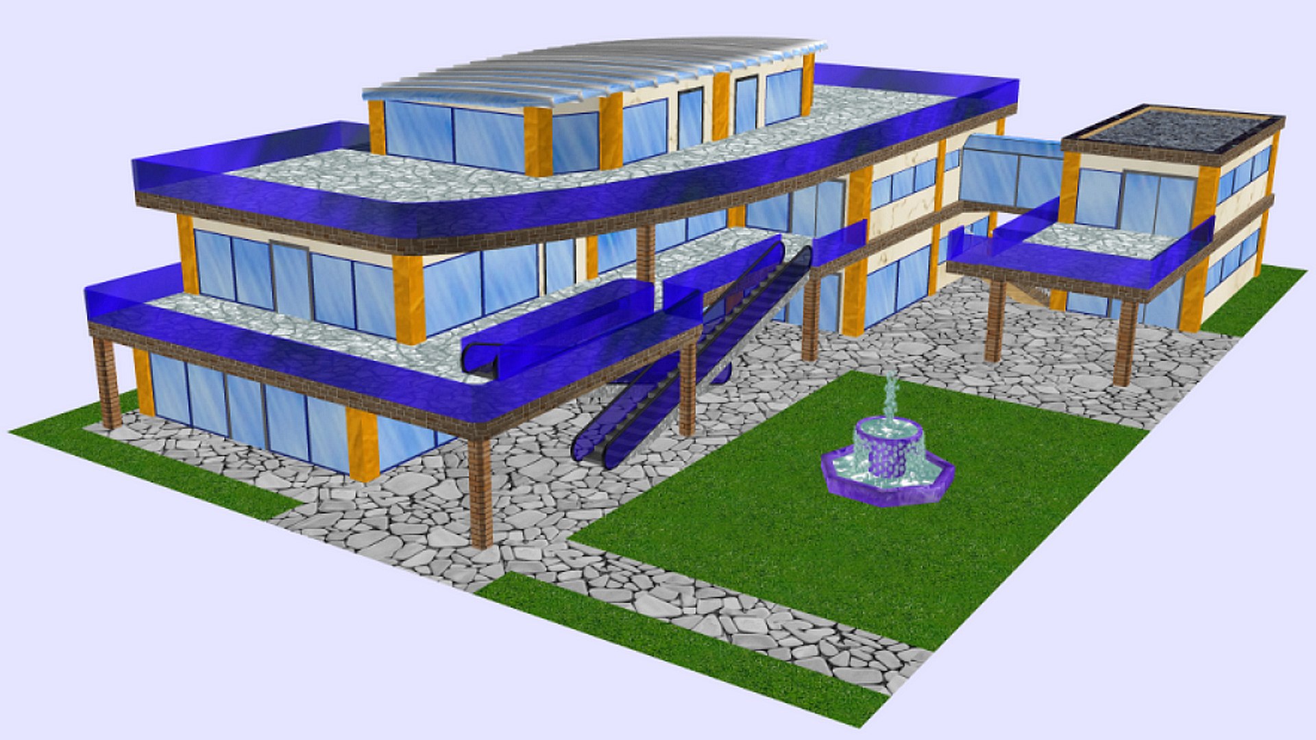 Modern Shopping Center Building Low Poly Model - TurboSquid 1758410