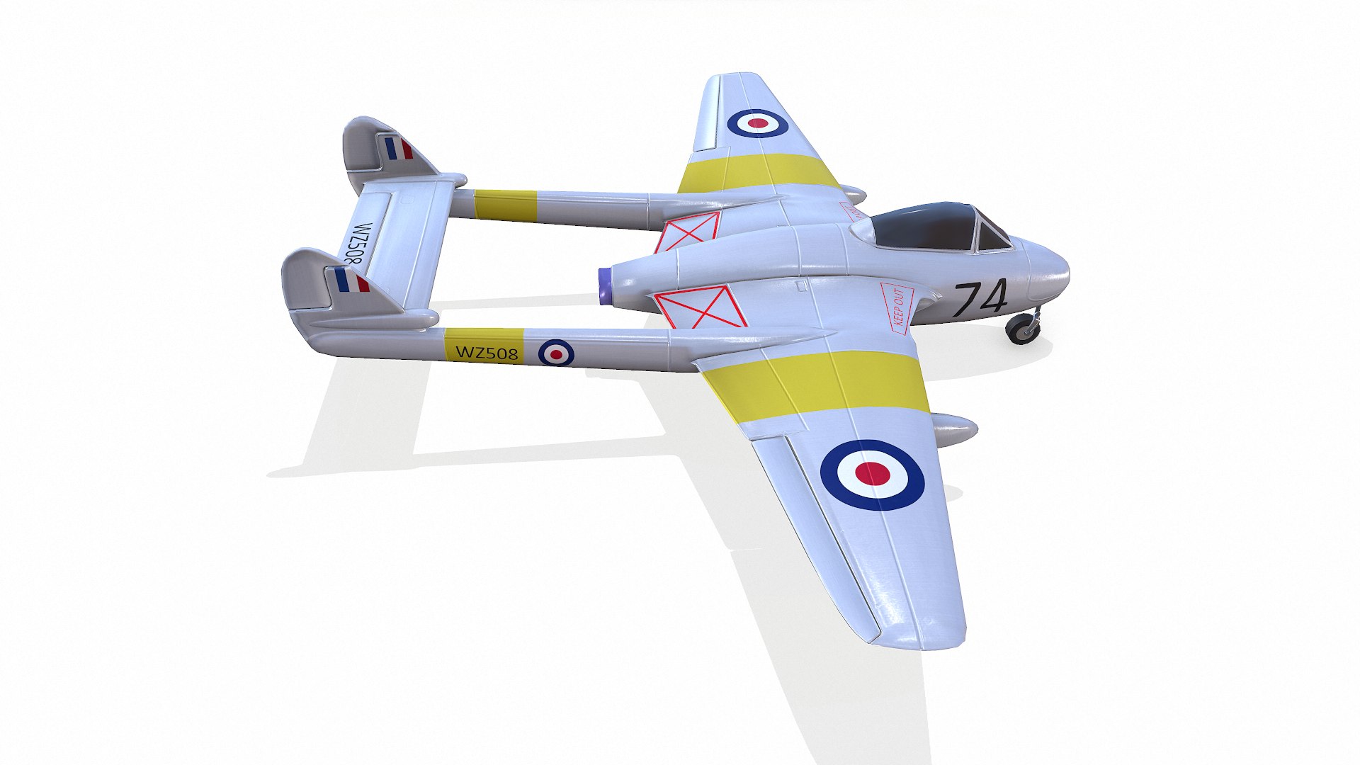 3D De Havilland Vampire British WW2 Fighter Jet Low-poly PBR ...