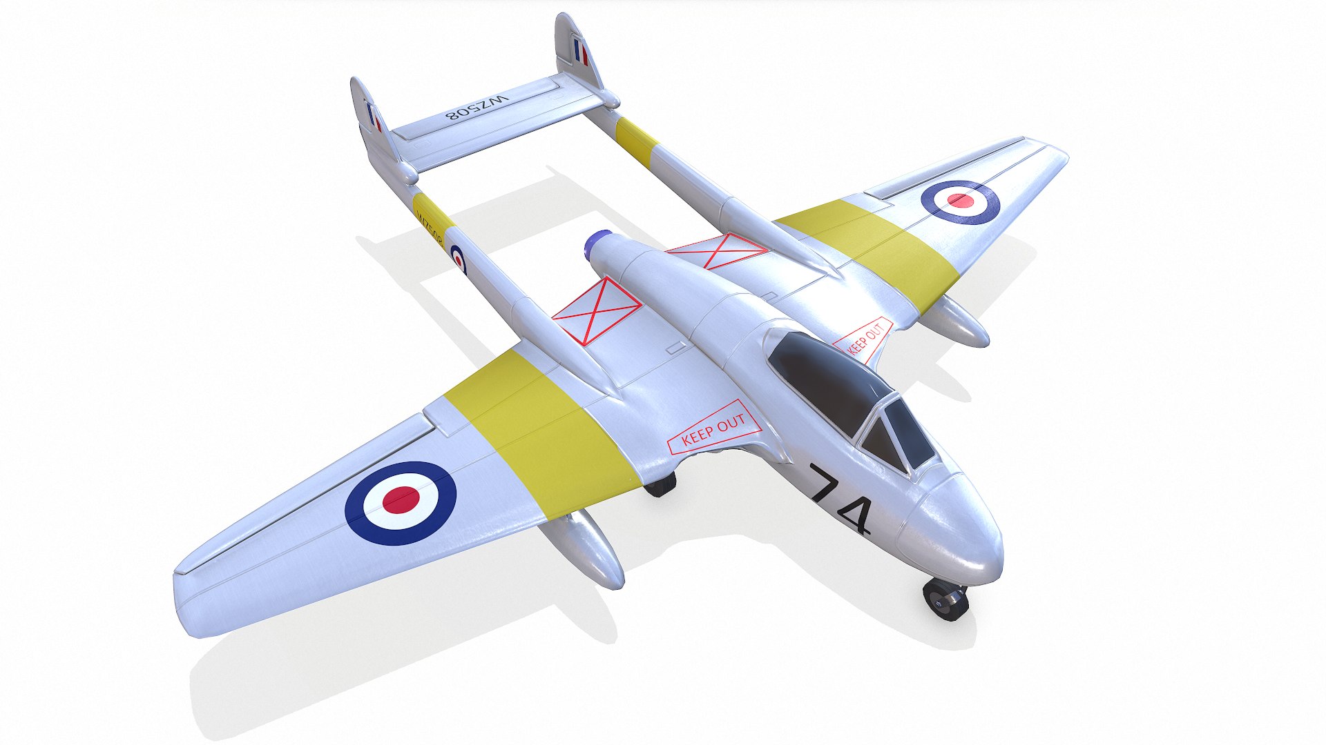 3D De Havilland Vampire British WW2 Fighter Jet Low-poly PBR ...