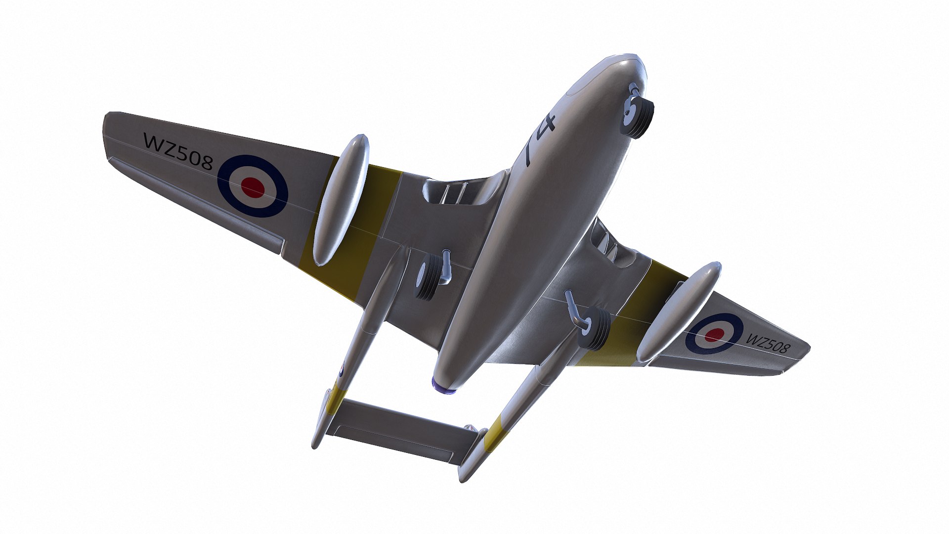 3D De Havilland Vampire British WW2 Fighter Jet Low-poly PBR ...