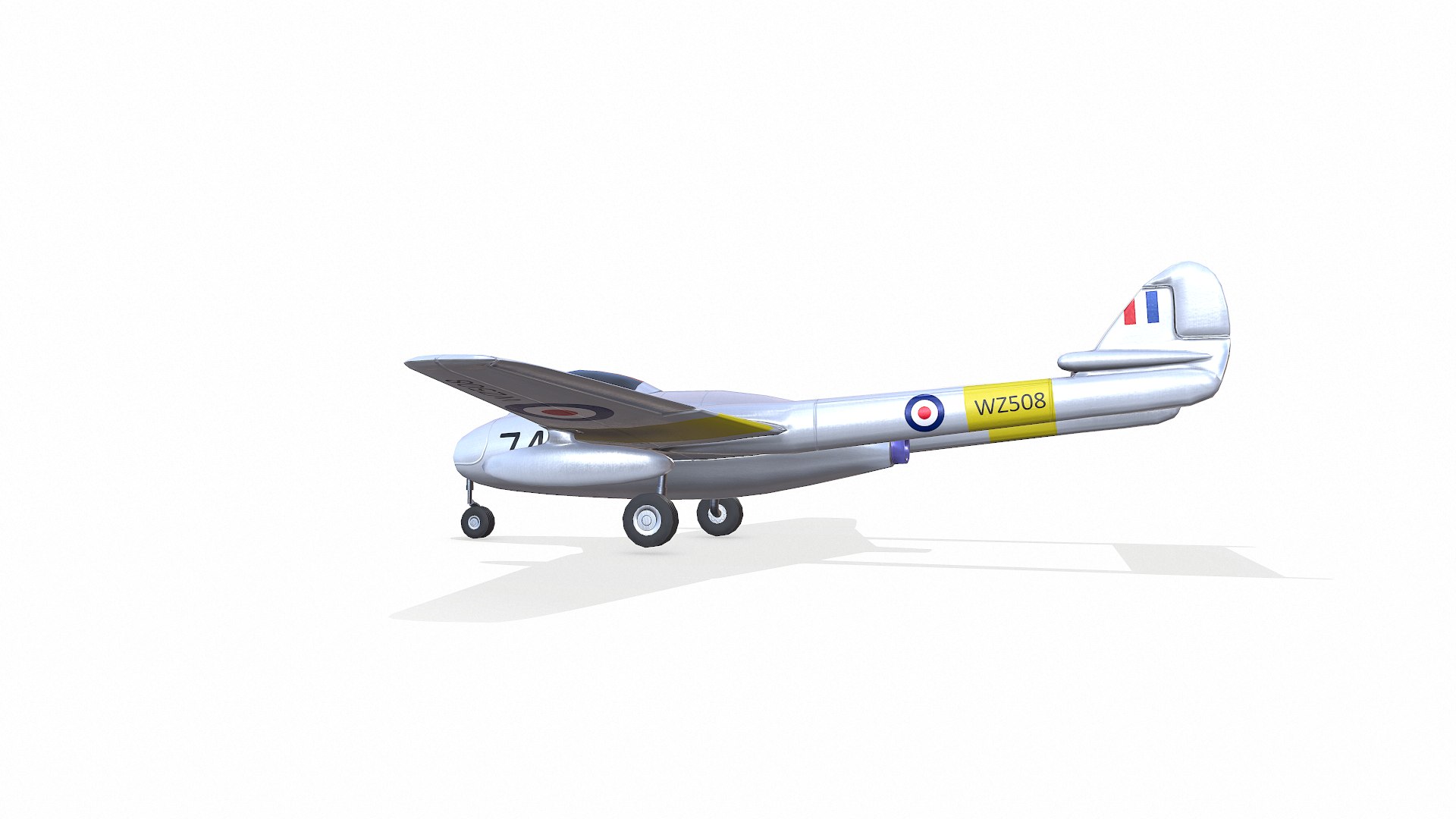 3D De Havilland Vampire British WW2 Fighter Jet Low-poly PBR ...