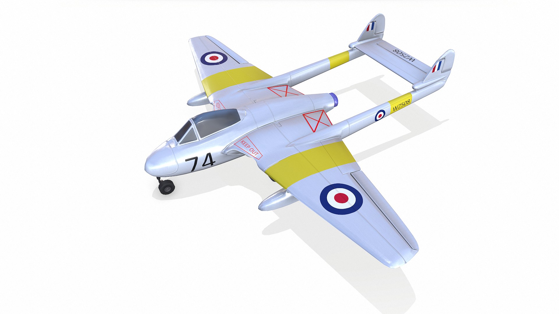 3D De Havilland Vampire British WW2 Fighter Jet Low-poly PBR ...