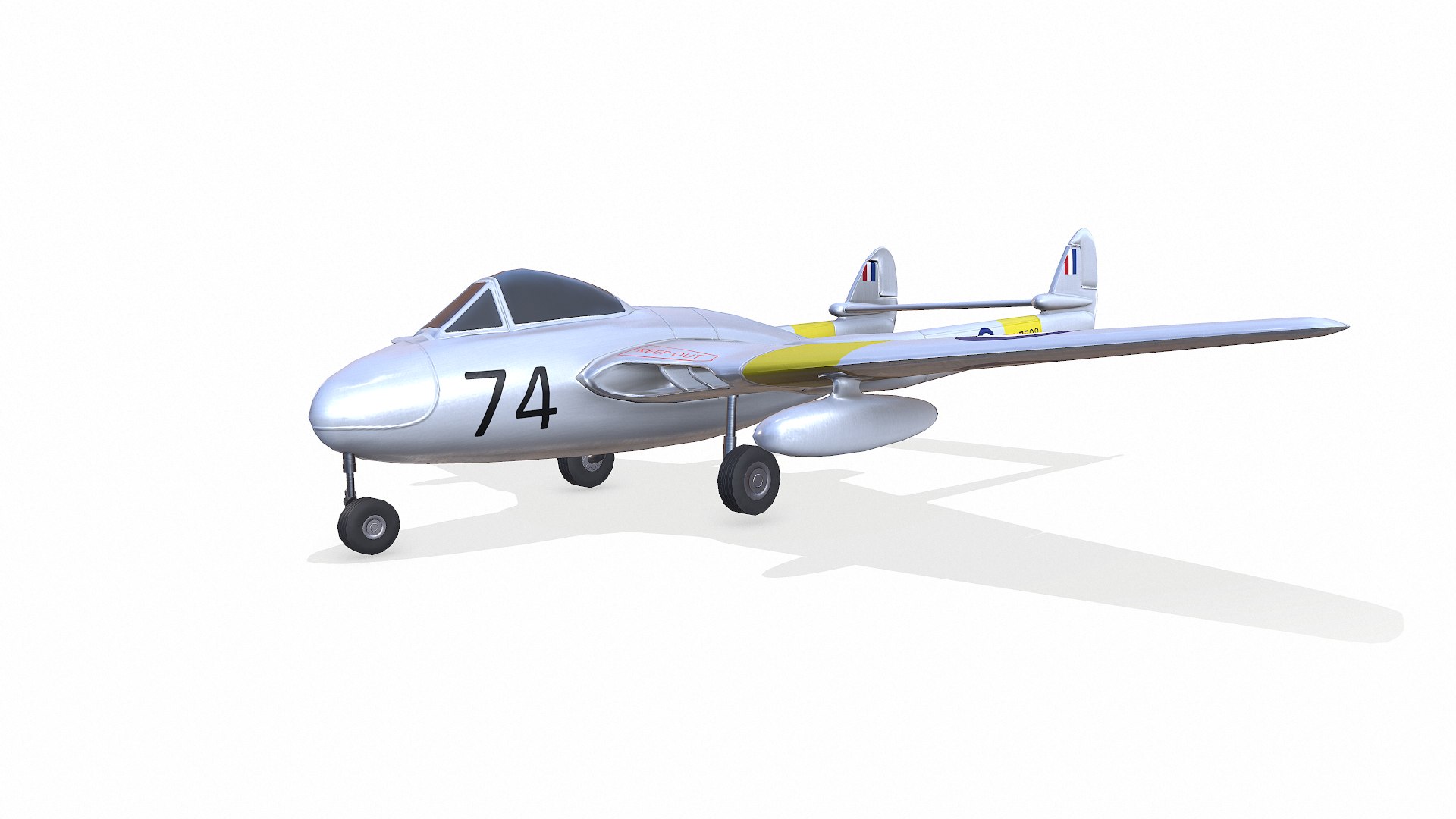 3D De Havilland Vampire British WW2 Fighter Jet Low-poly PBR ...