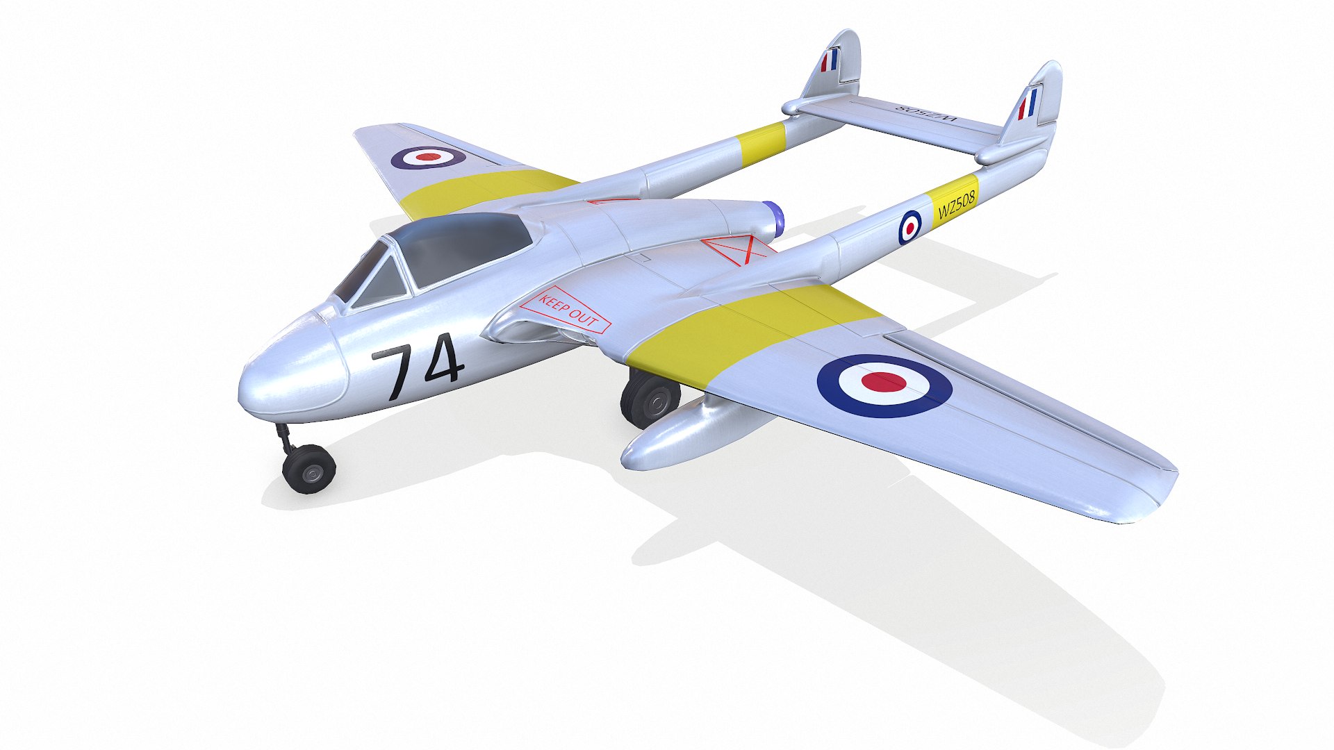 3D De Havilland Vampire British WW2 Fighter Jet Low-poly PBR ...