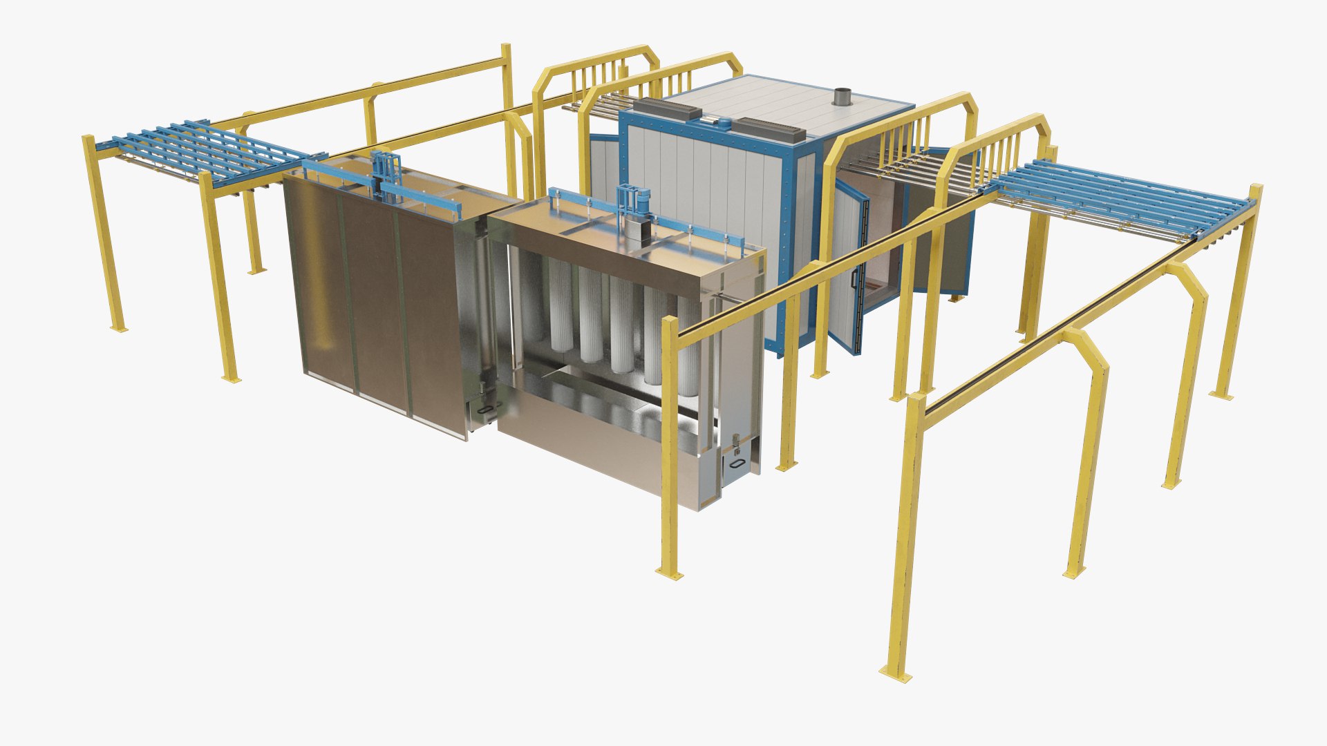 3D Powder Coating Conveyor Line - TurboSquid 1574048