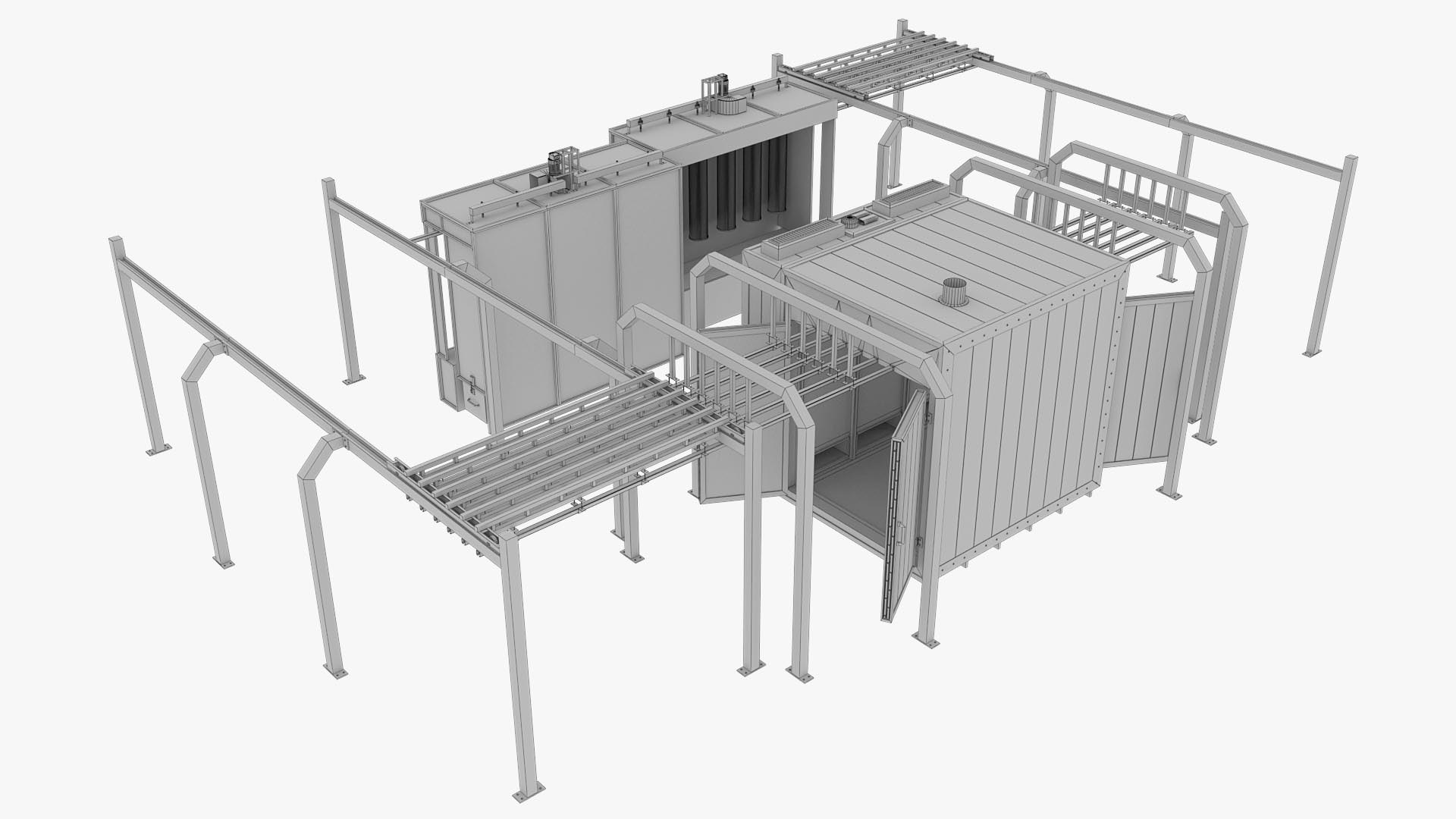 3D Powder Coating Conveyor Line - TurboSquid 1574048