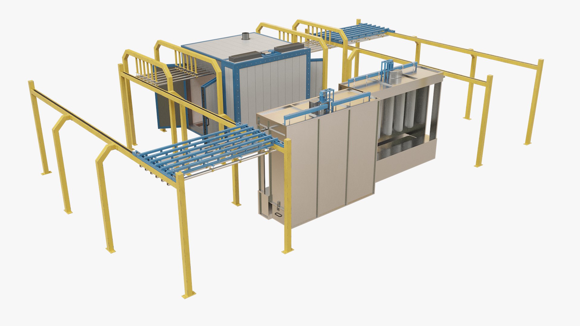 3D Powder Coating Conveyor Line - TurboSquid 1574048