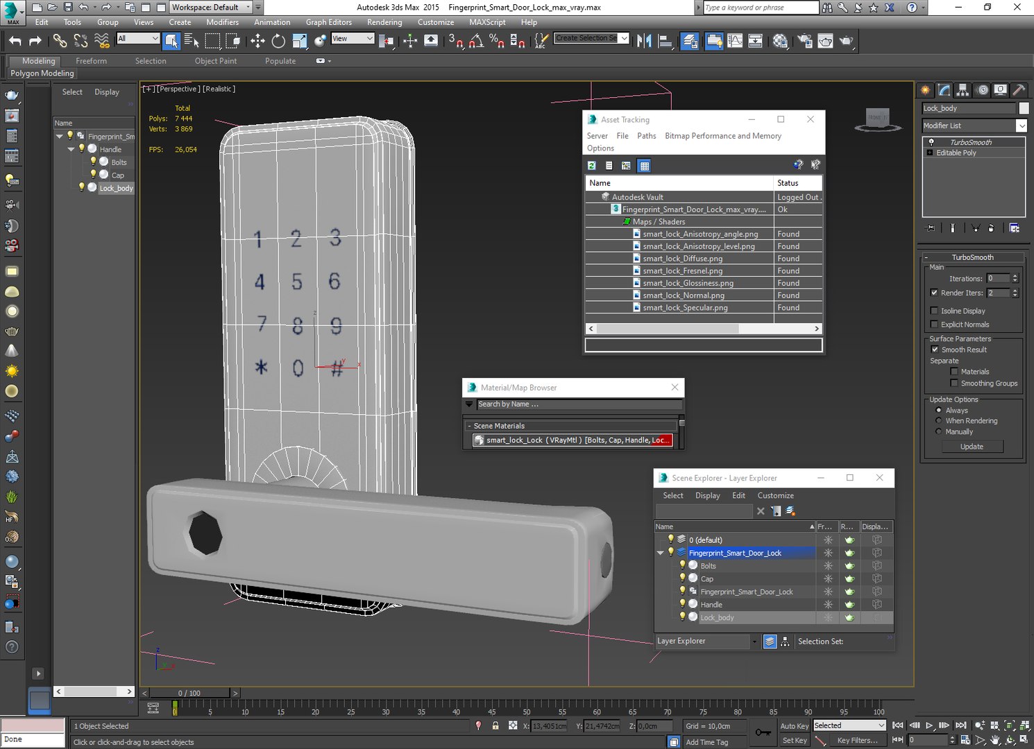Fingerprint Smart Door Lock 3D - TurboSquid 1922172