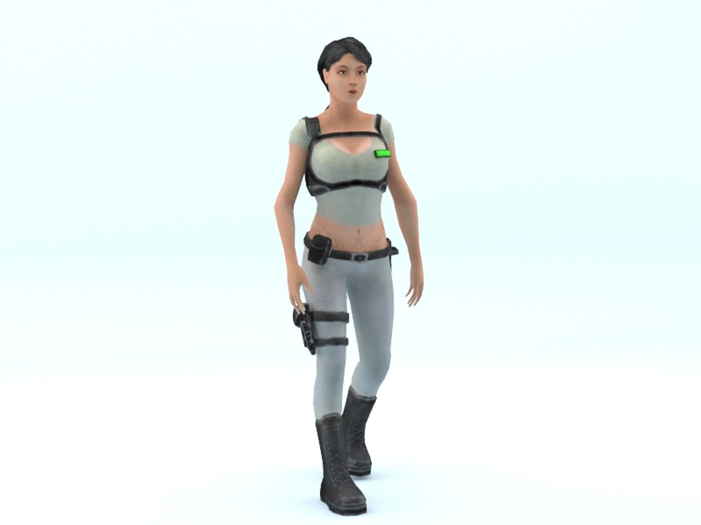 female soldier rigged character 3d model