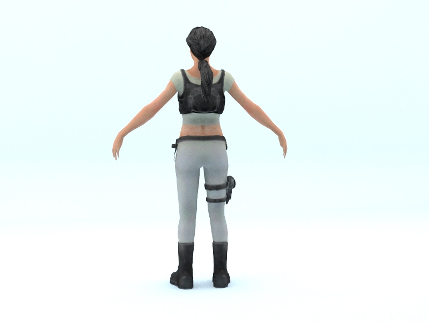 female soldier rigged character 3d model