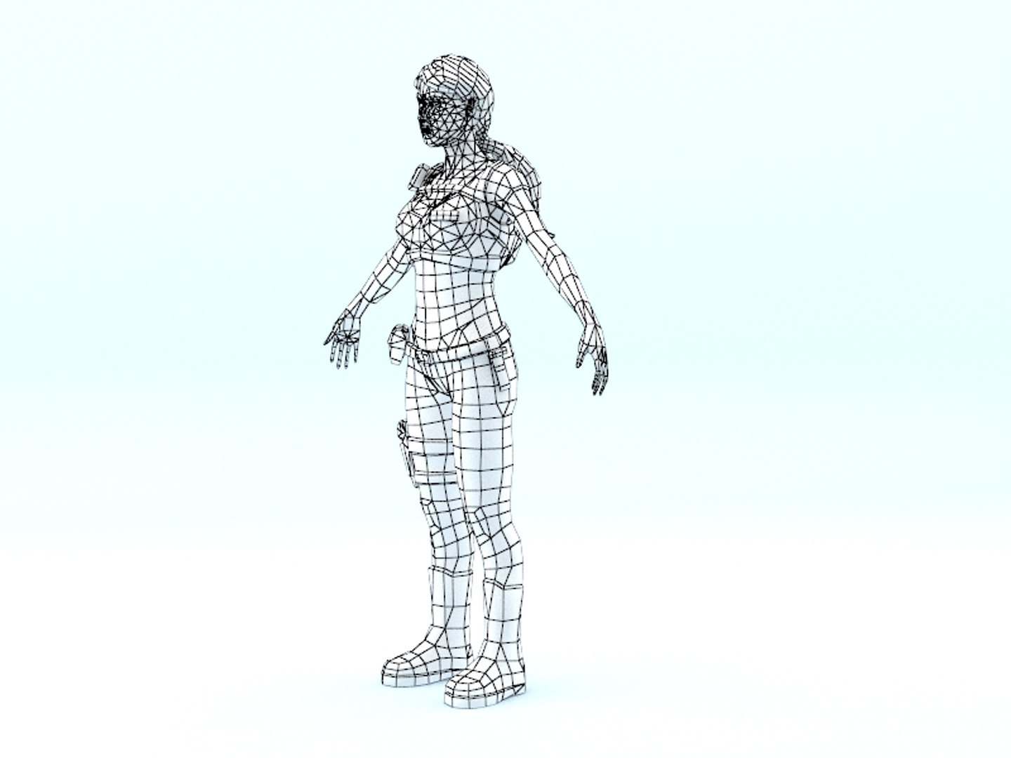 female soldier rigged character 3d model