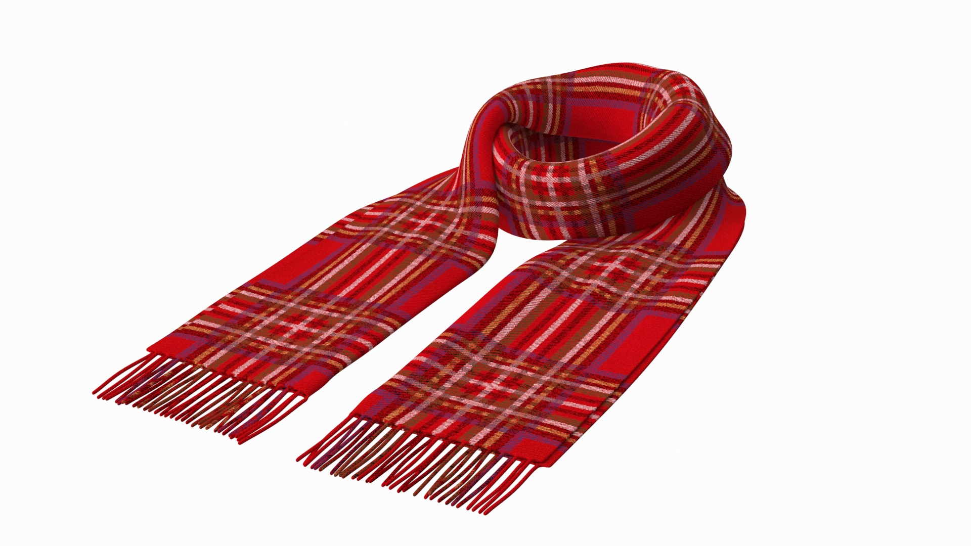 Rolled Red Classic Plaid Scarf Model - TurboSquid 2112330