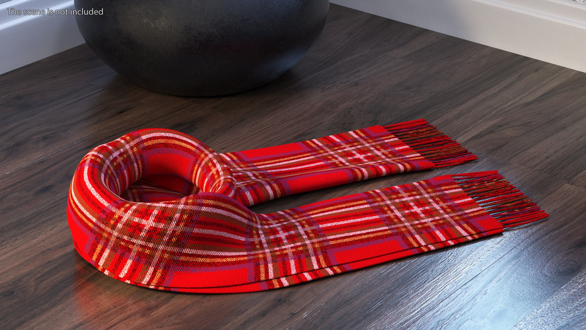 Rolled Red Classic Plaid Scarf model - TurboSquid 2112330