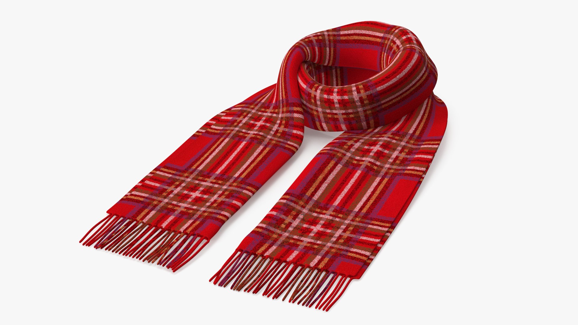 Rolled Red Classic Plaid Scarf model - TurboSquid 2112330