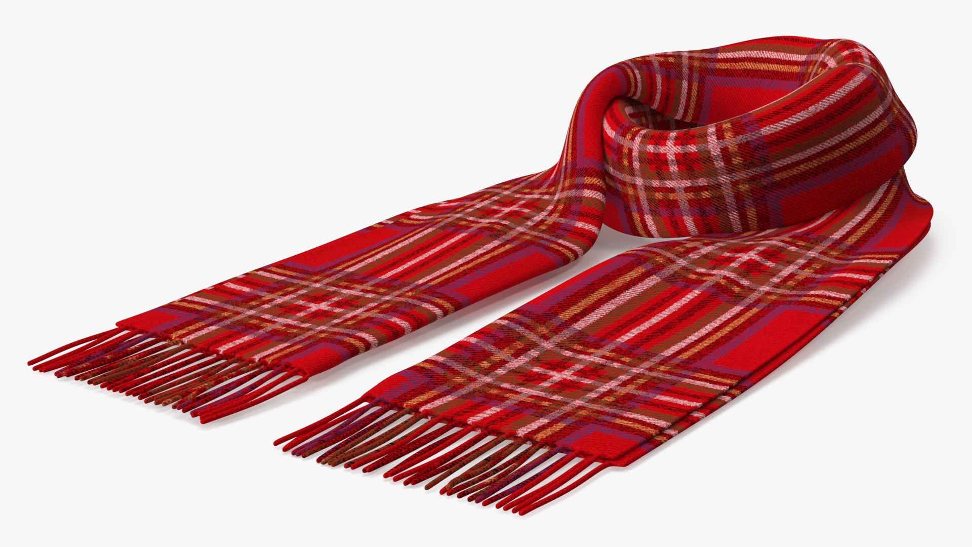 Rolled Red Classic Plaid Scarf Model - TurboSquid 2112330