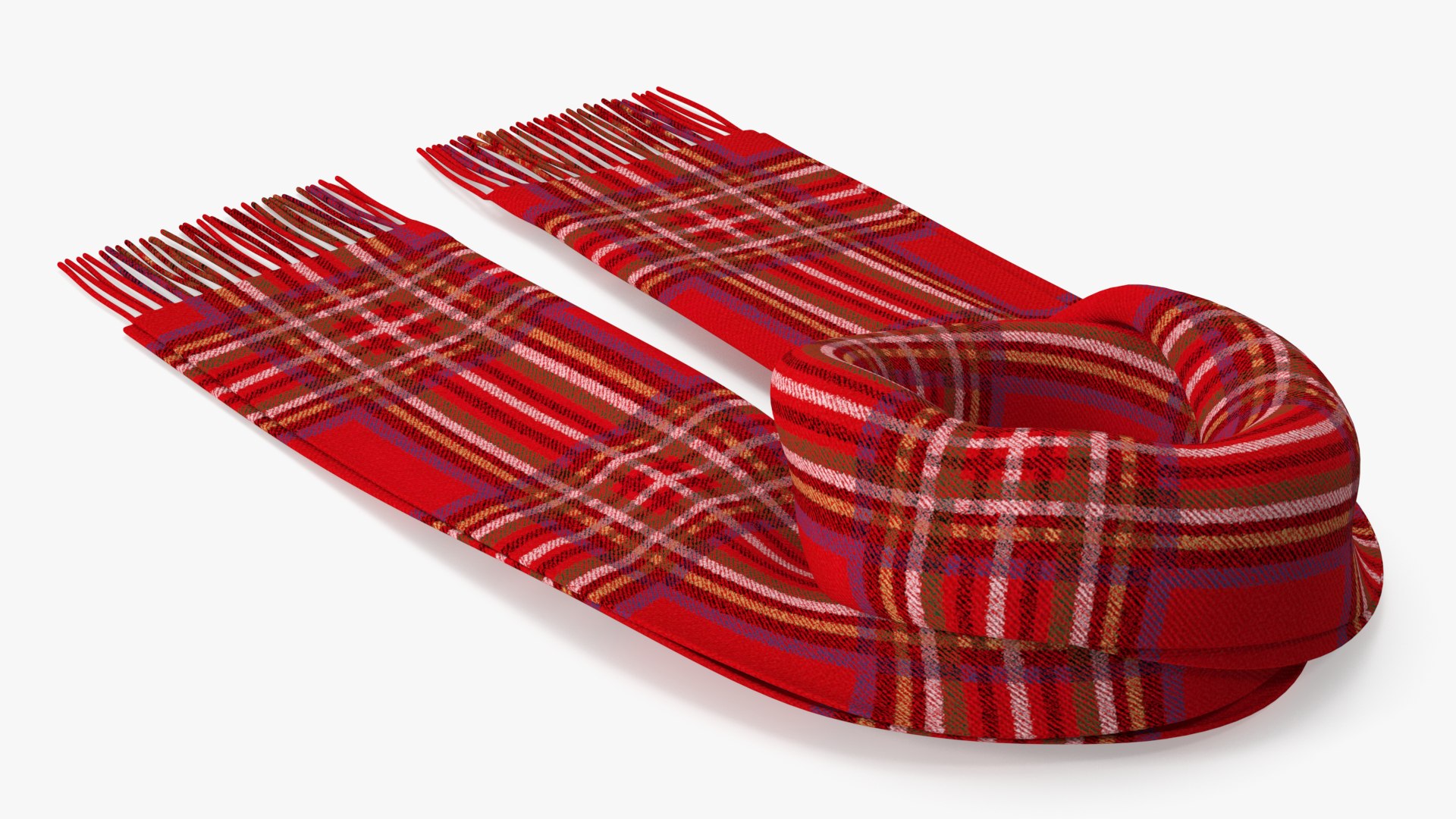 Rolled Red Classic Plaid Scarf model - TurboSquid 2112330