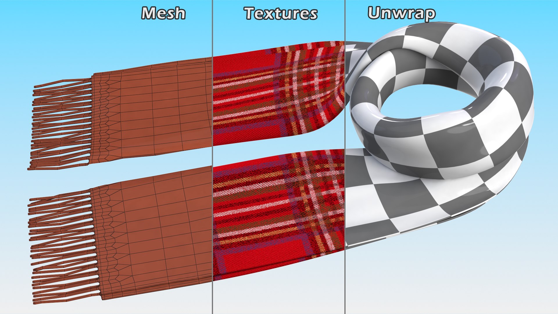 Rolled Red Classic Plaid Scarf Model - TurboSquid 2112330