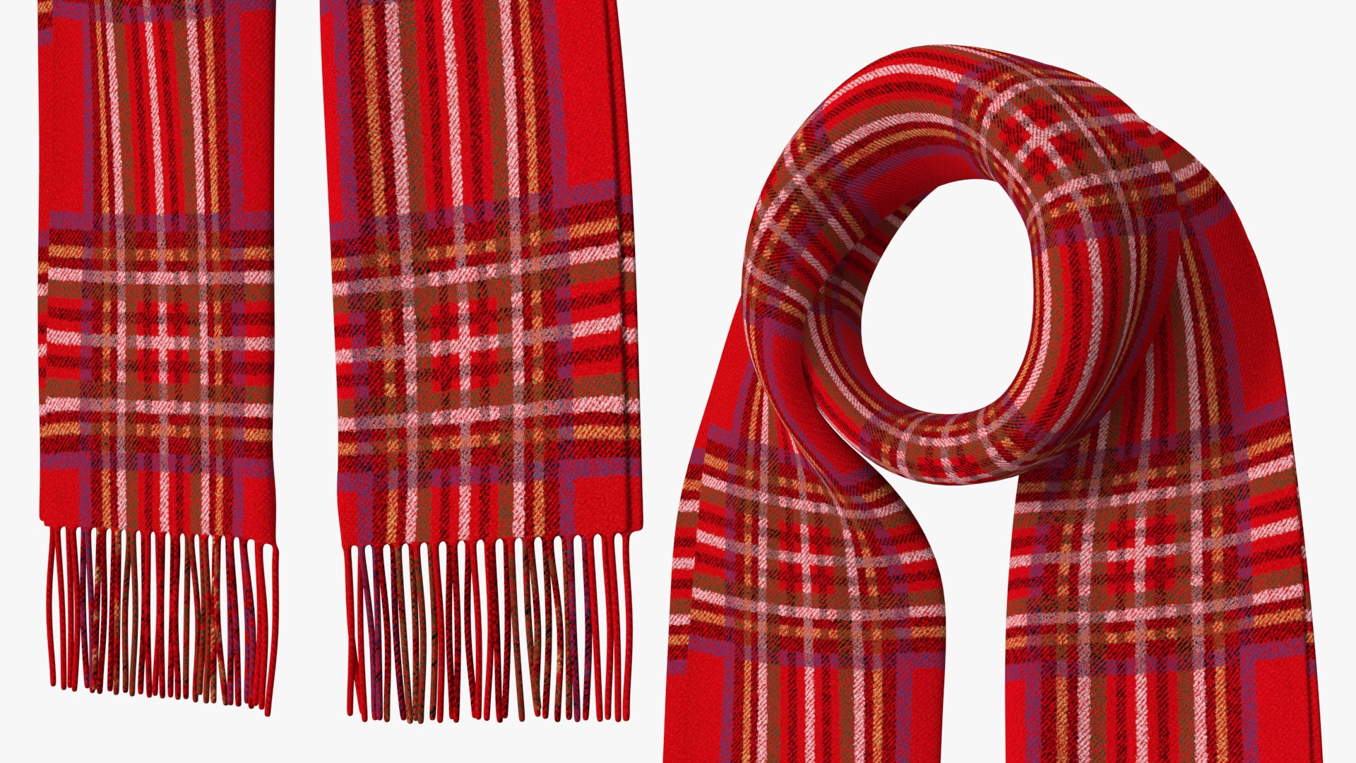 Rolled Red Classic Plaid Scarf Model - TurboSquid 2112330