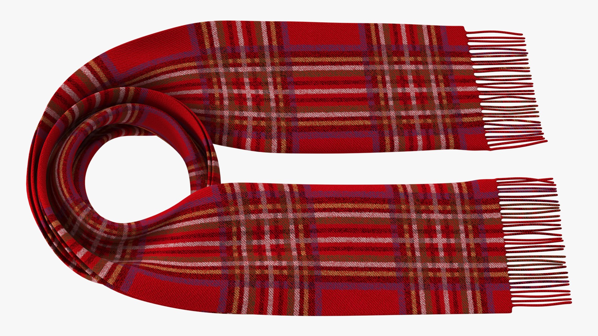 Rolled Red Classic Plaid Scarf model - TurboSquid 2112330