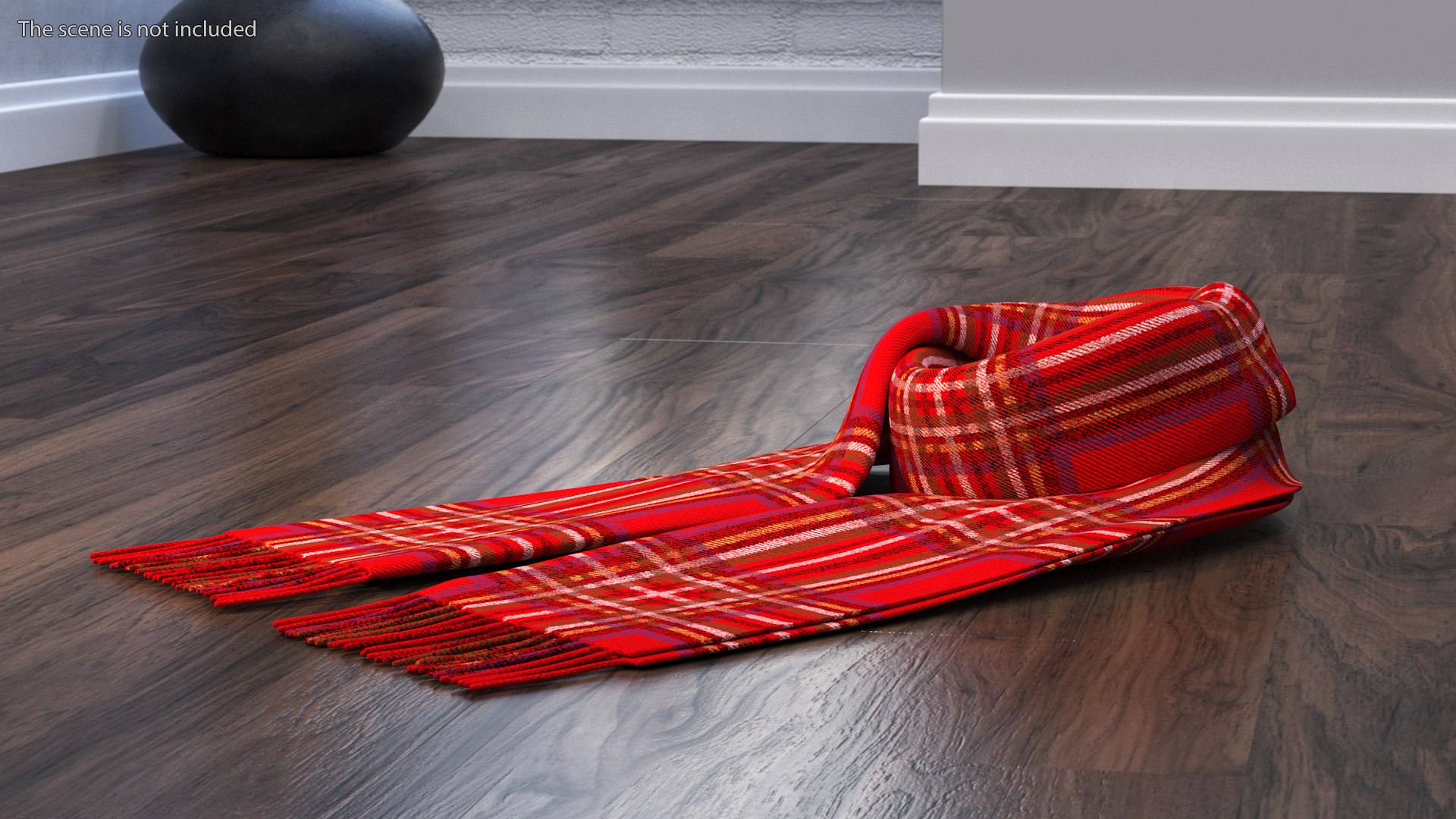 Rolled Red Classic Plaid Scarf model - TurboSquid 2112330