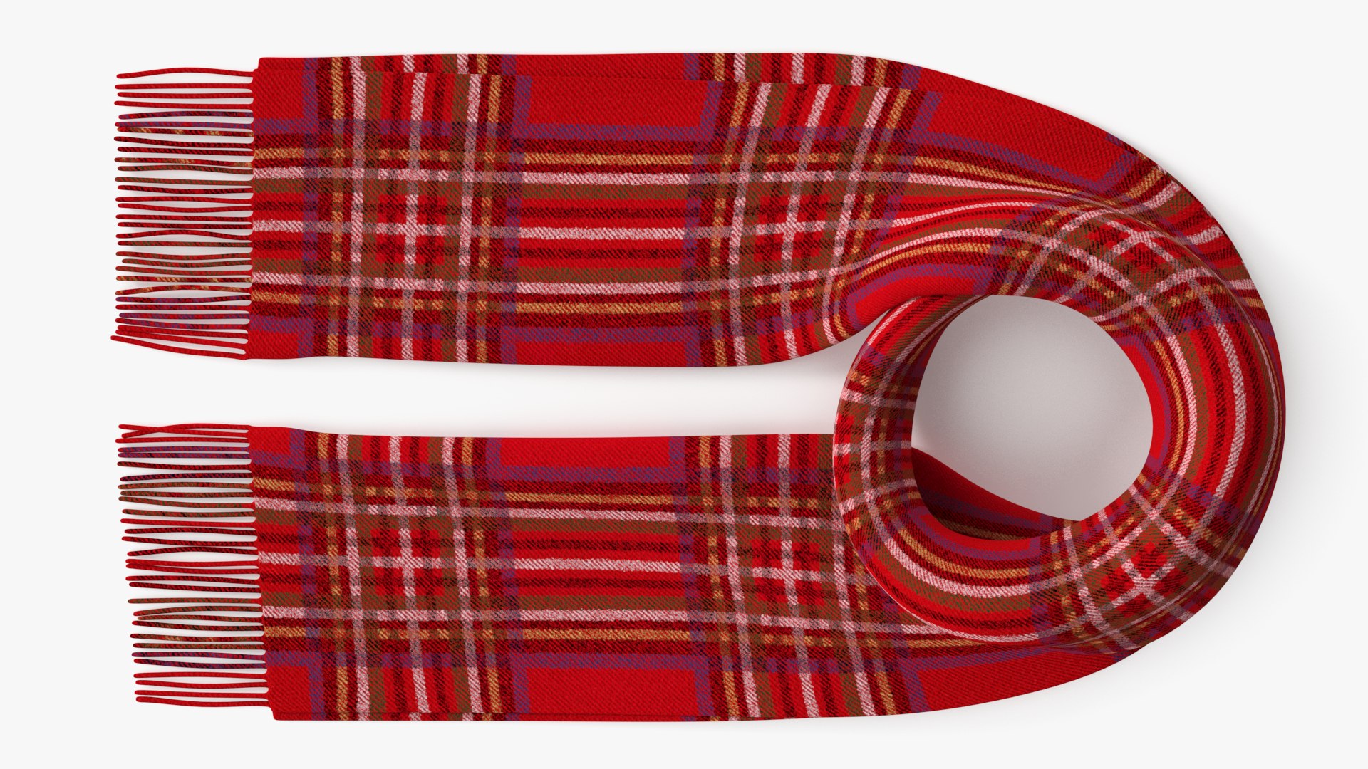 Rolled Red Classic Plaid Scarf Model - TurboSquid 2112330