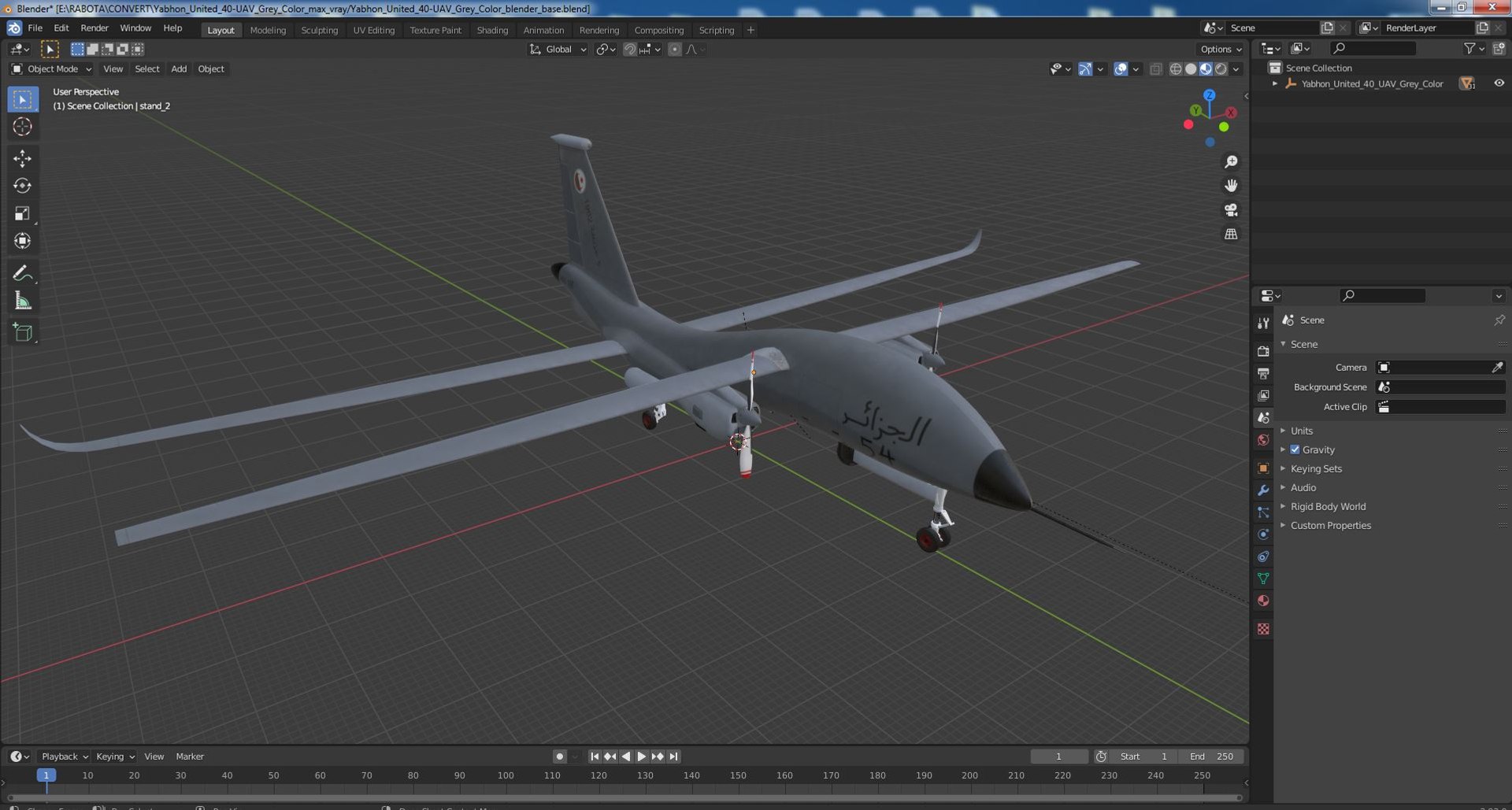 3D model Yabhon United 40-UAV Grey Color - TurboSquid 2155050