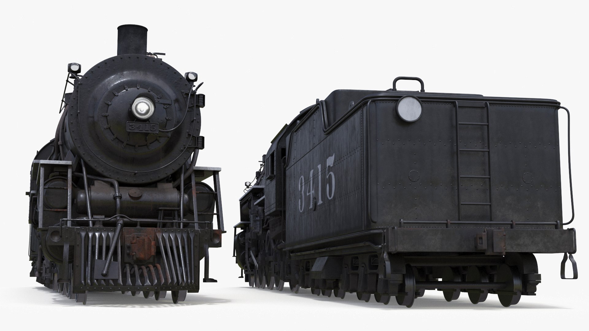 Vintage Steam Locomotive And Tender Rigged Model - TurboSquid 2295111