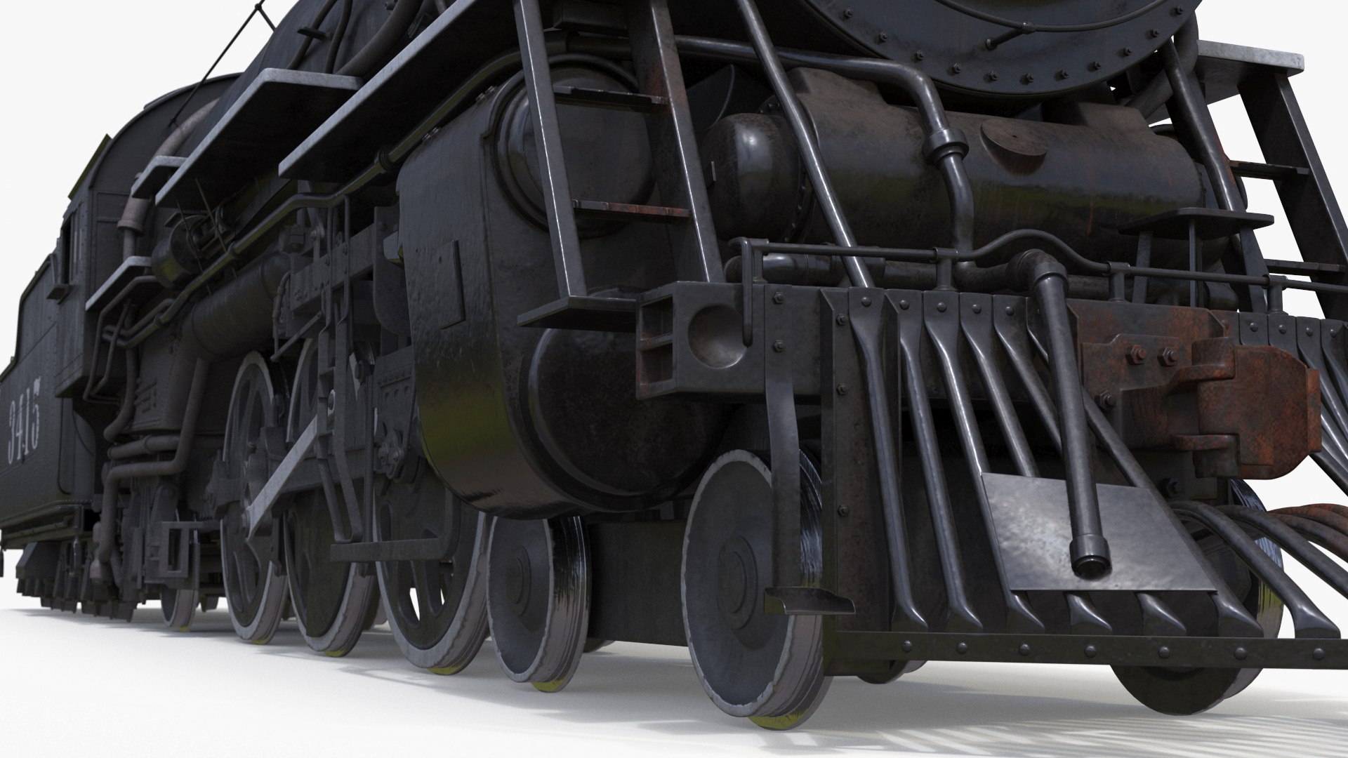 Vintage Steam Locomotive And Tender Rigged Model - TurboSquid 2295111