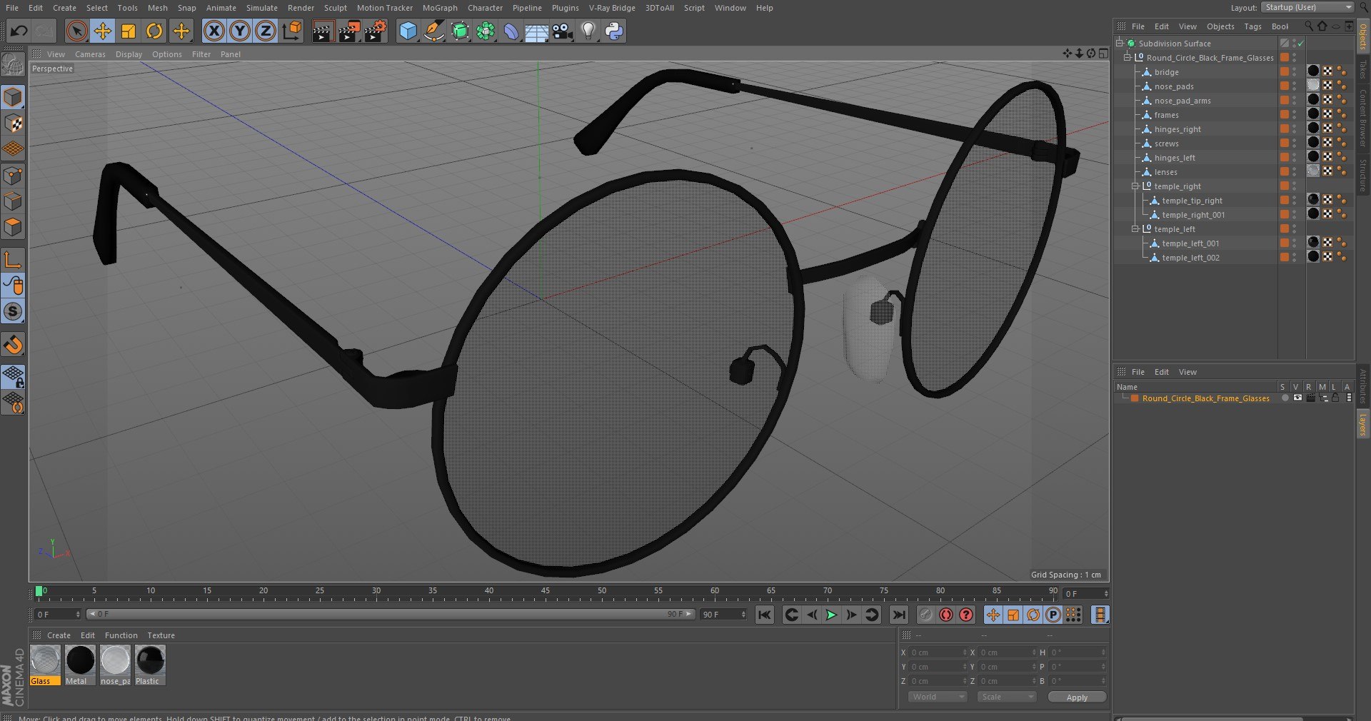 Round Circle Black Frame Glasses 3D model - TurboSquid 2140337